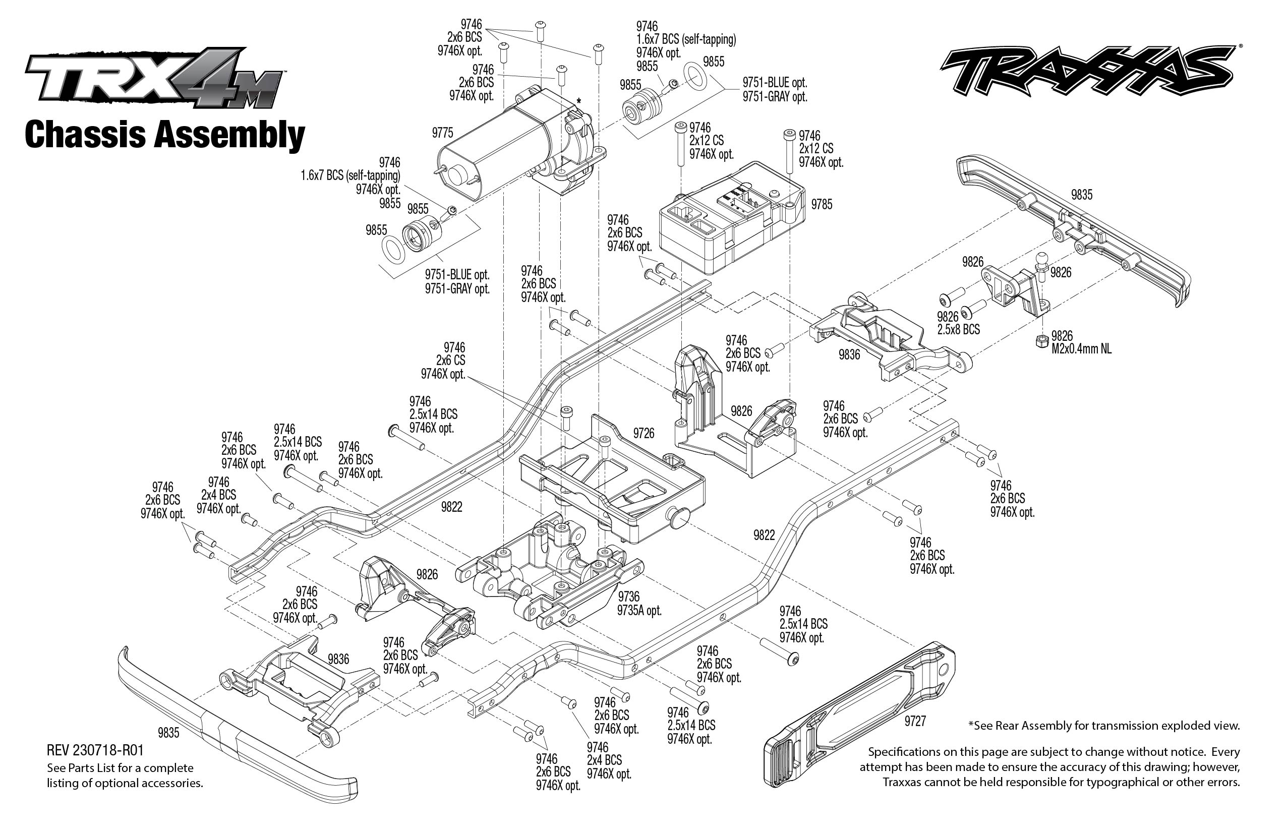 Exploded view: TRX-4M Chevrolet K10 1979 1:18 RTR - Chassis | Astra