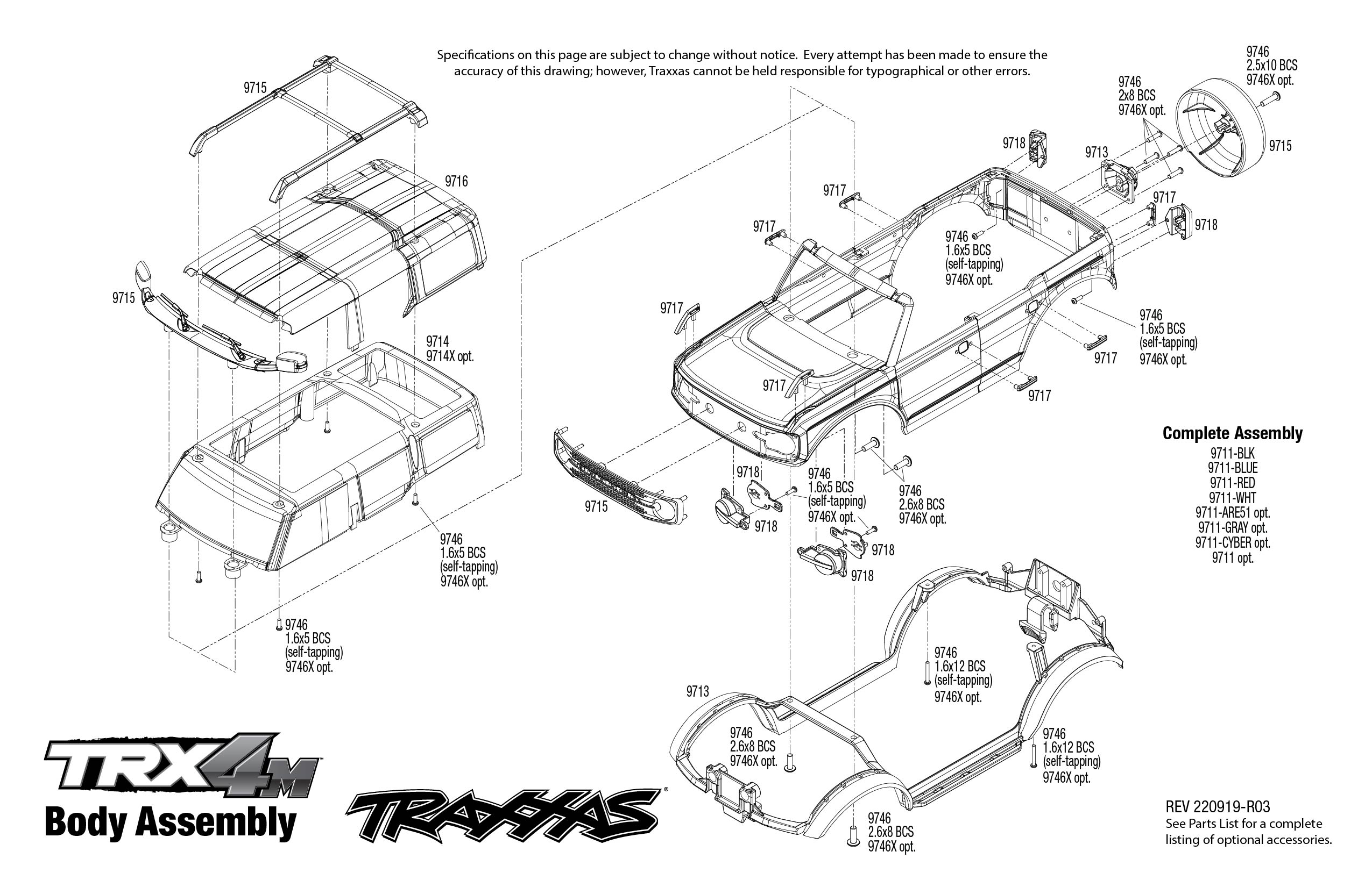 Exploded view: Traxxas TRX-4M Ford Bronco 2021 1:18 RTR - Body | Astra