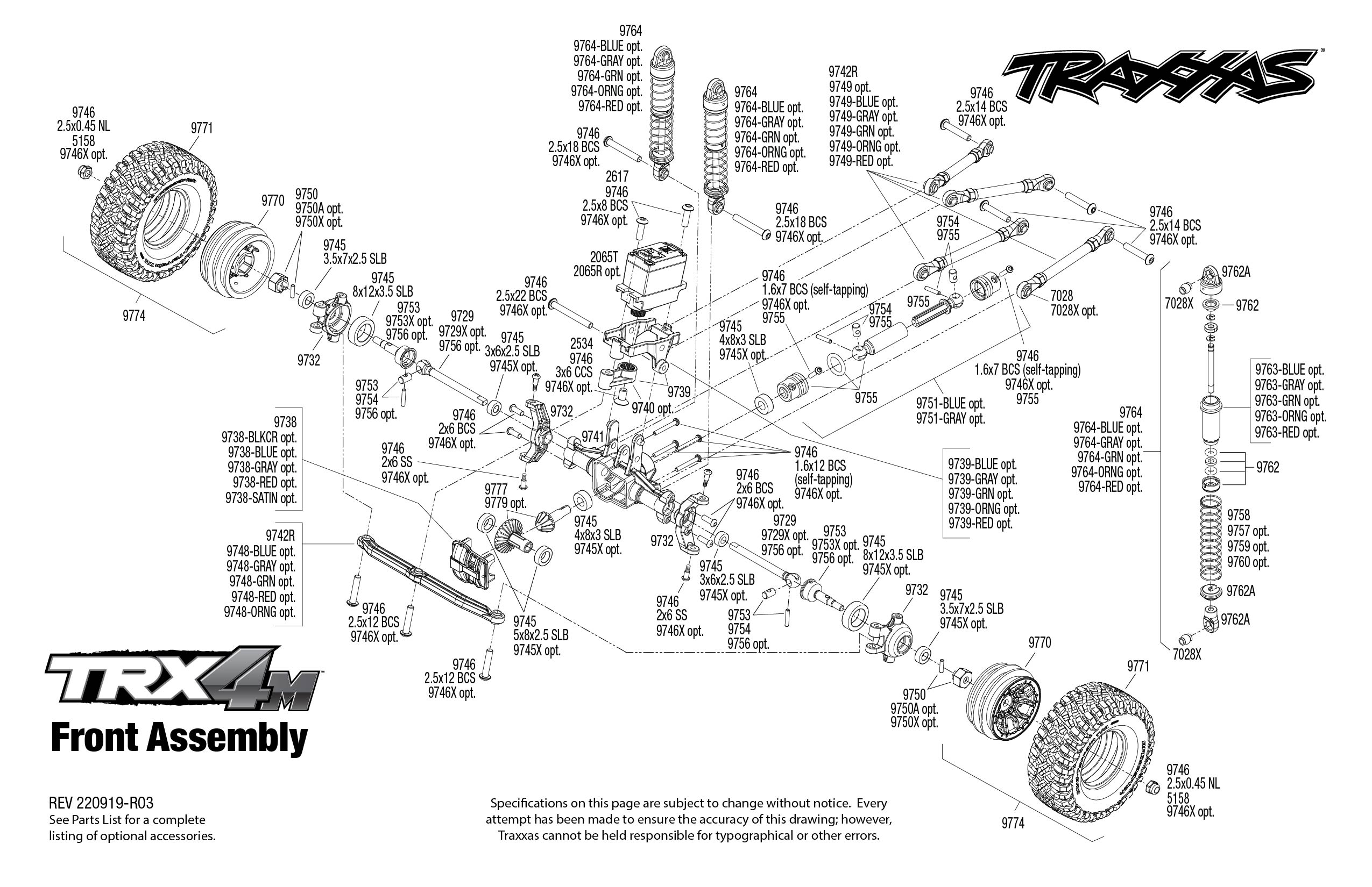 Exploded view: Traxxas TRX-4M Ford Bronco 2021 1:18 RTR - Front part ...