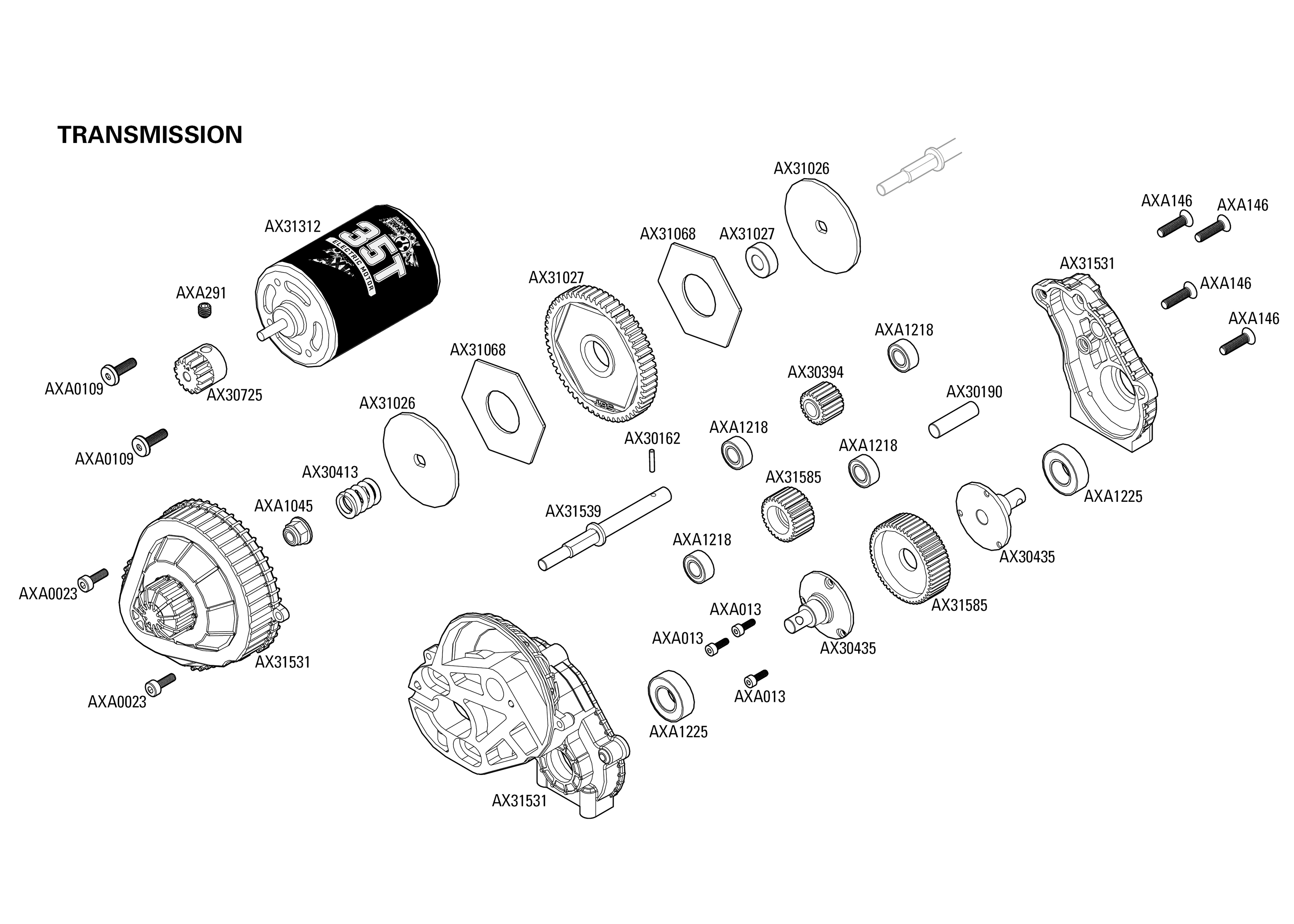 Exploded view: Axial SCX10 II 1955 Ford F-100 1:10 4WD RTR - | Astra
