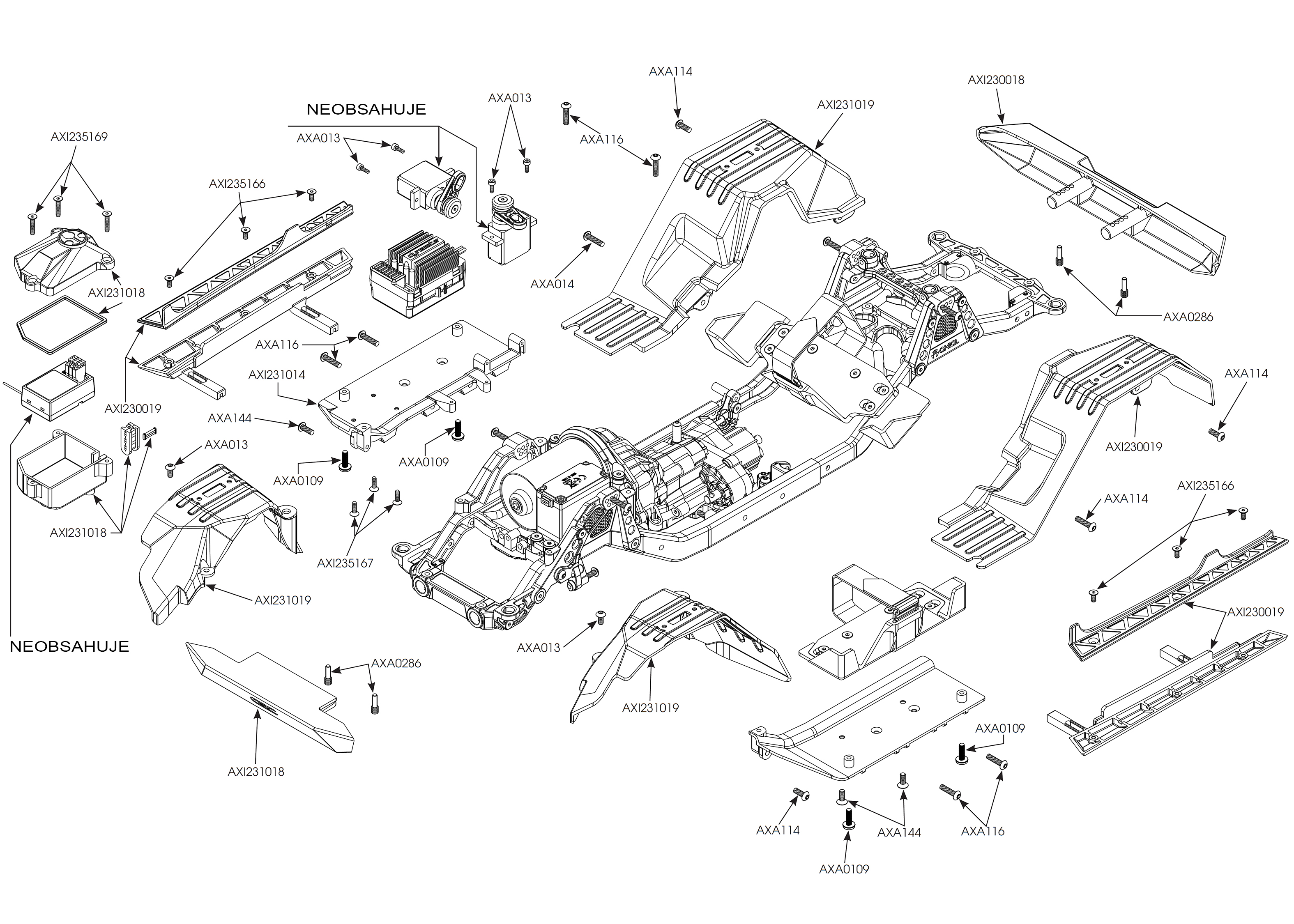 Exploded view: Axial SCX10III Jeep JLU Wrangler 4WD 1:10 Kit ...