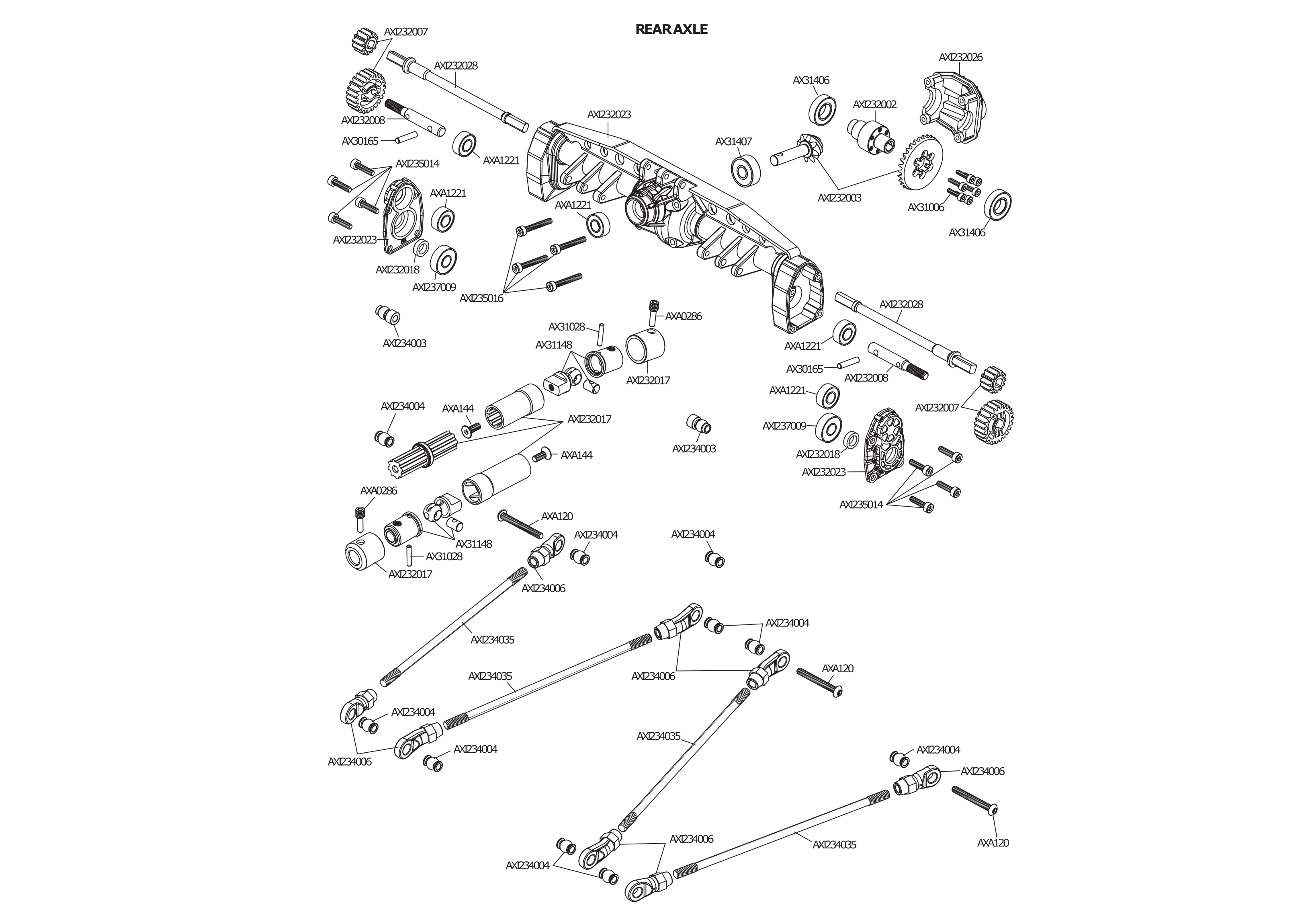 Exploded view: Axial SCX10 III Base Camp Chevrolet K10 1982 RTR - Rear ...