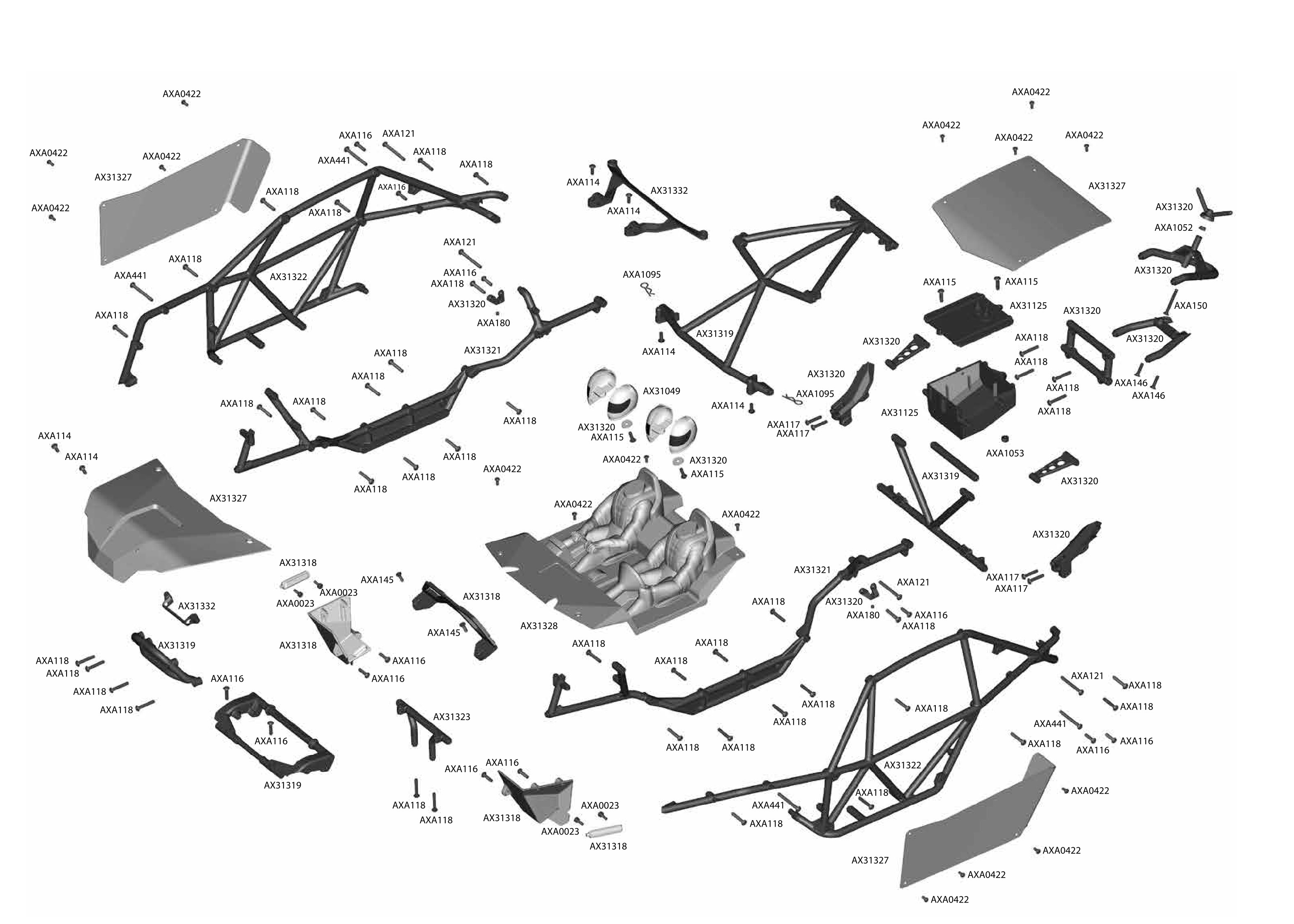 Exploded view: Axial RR10 1:10 4WD RTR - Body | Astra