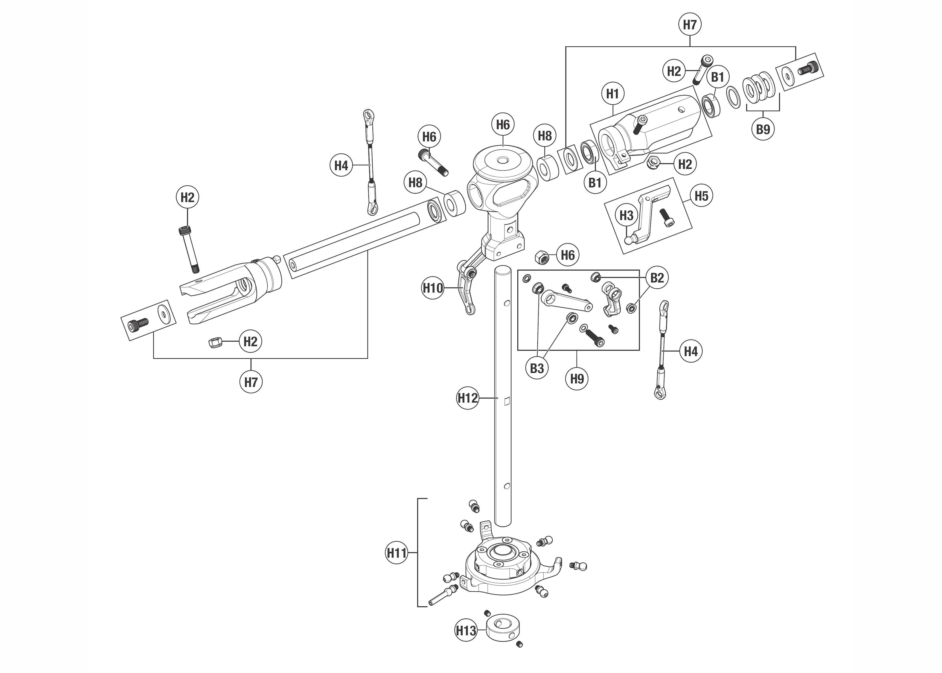 Exploded view: Blade 550X - Rotor | Astra