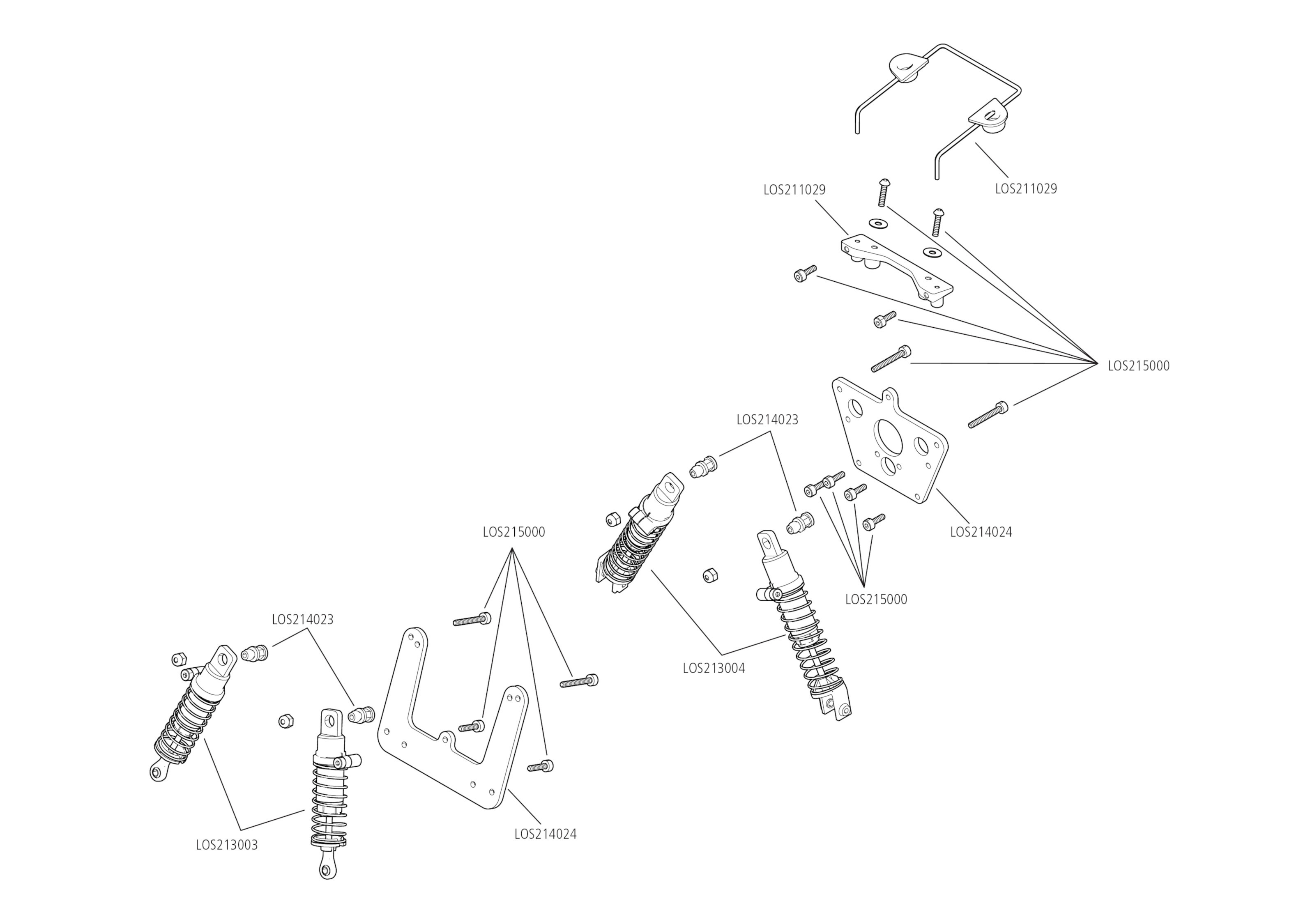 Exploded view: Losi Mini JRX2 1:16 RTR - Shock | Astra