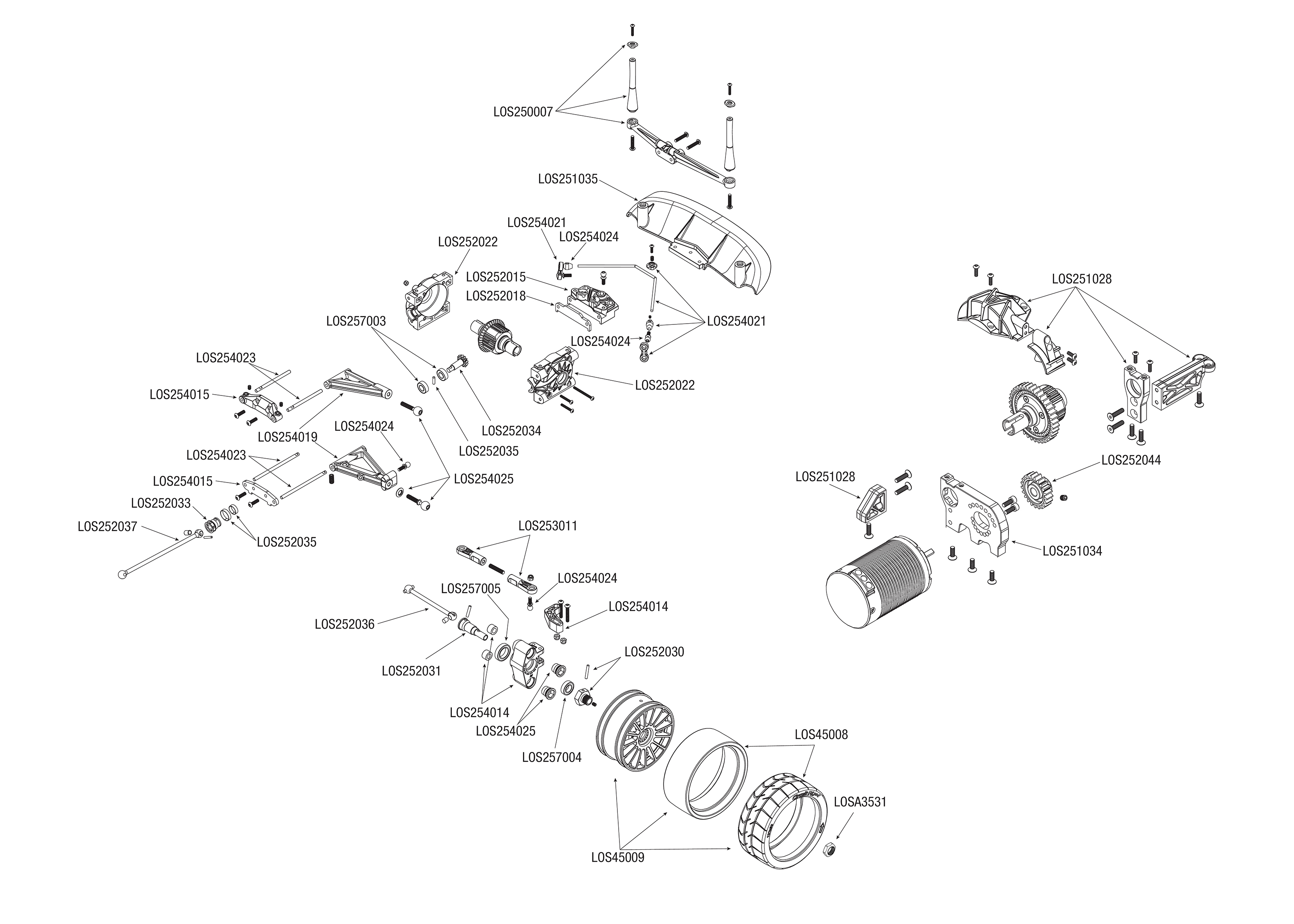 Exploded view: Audi R8 1:6 LMS Ultra FIA-GT3 BL AVC RTR - Rear part | Astra