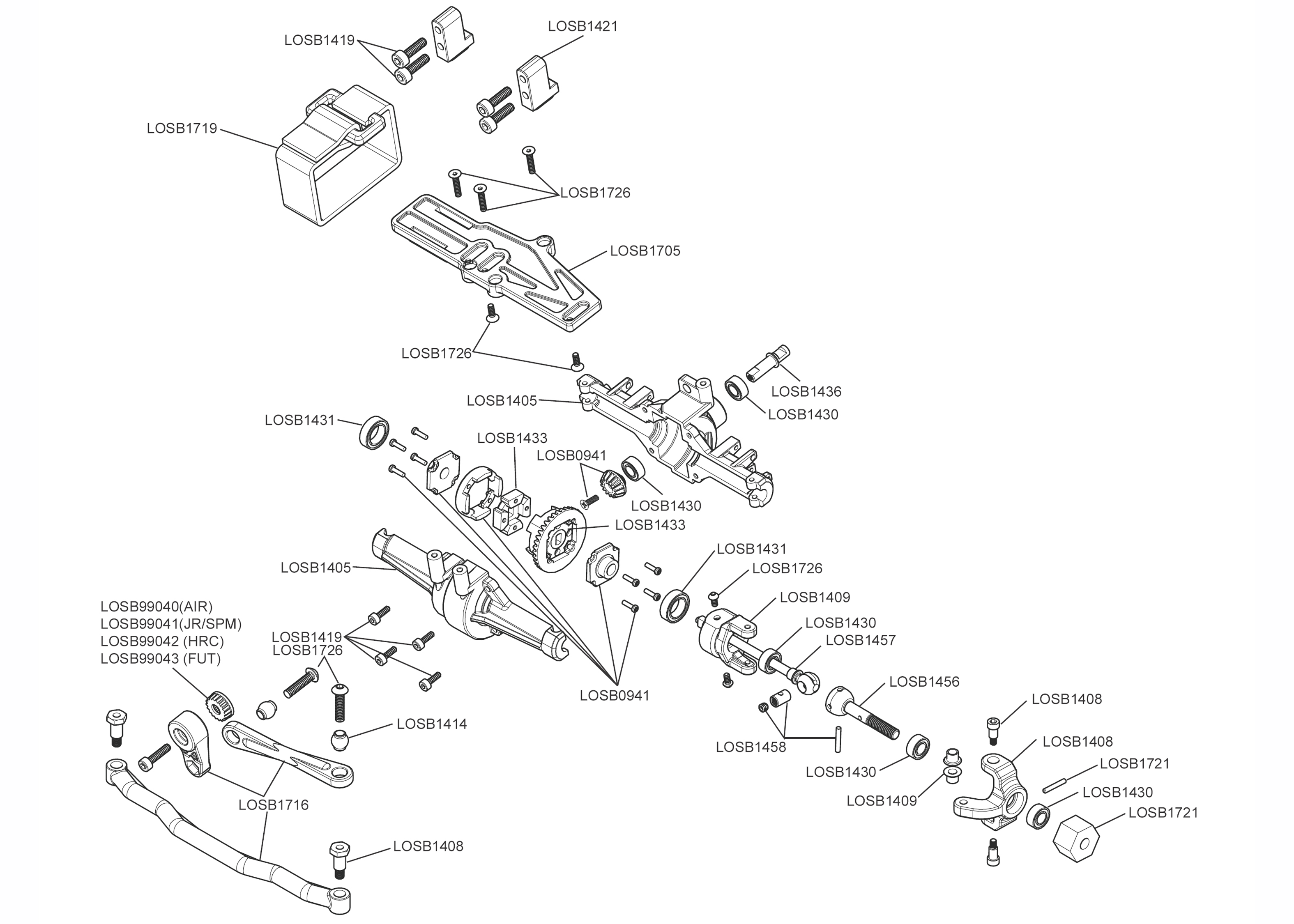 Exploded view: Mini Rock Crawler Pro - Front part | Astra