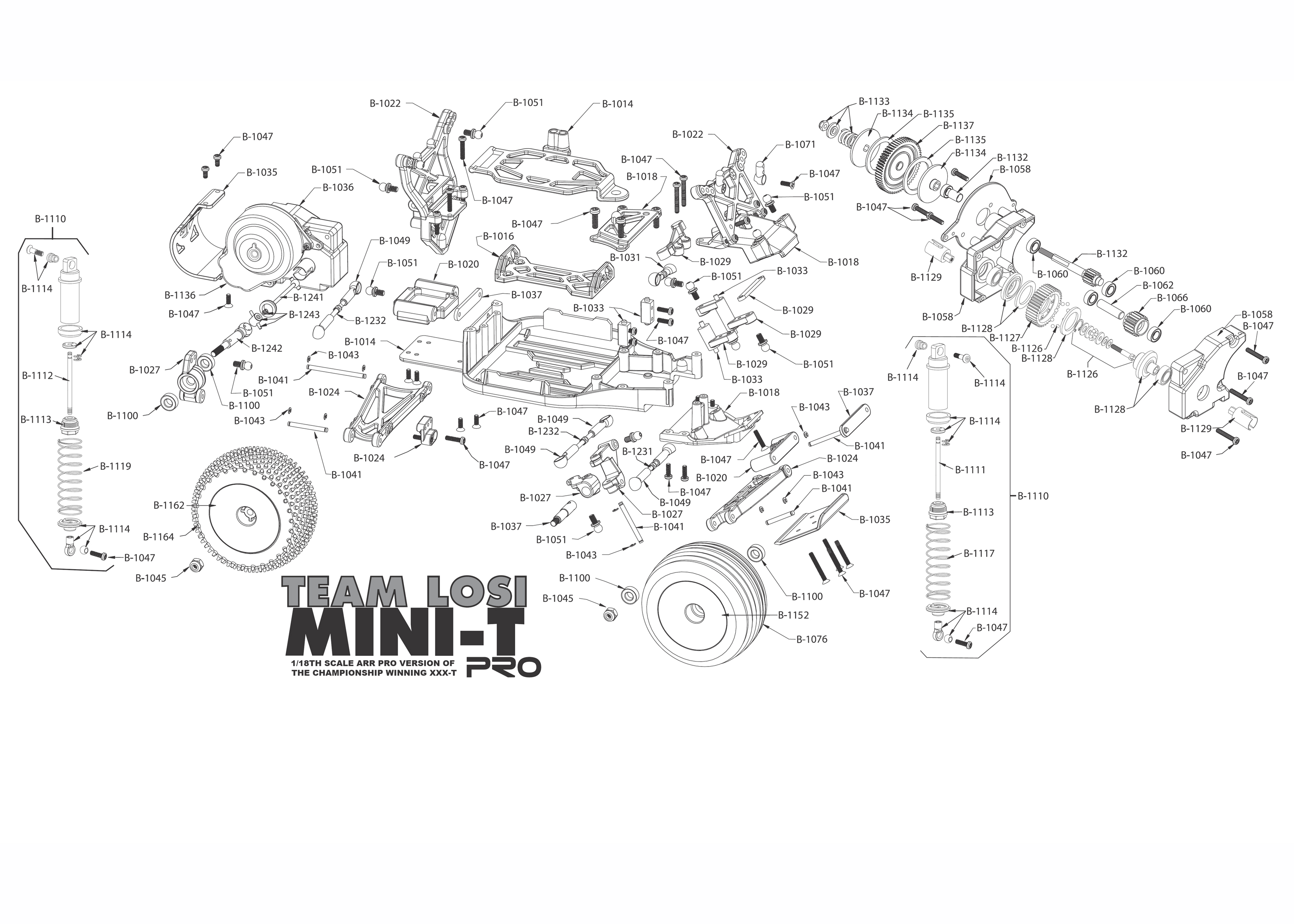 Exploded view: Mini-T Pro - Chassis | Astra