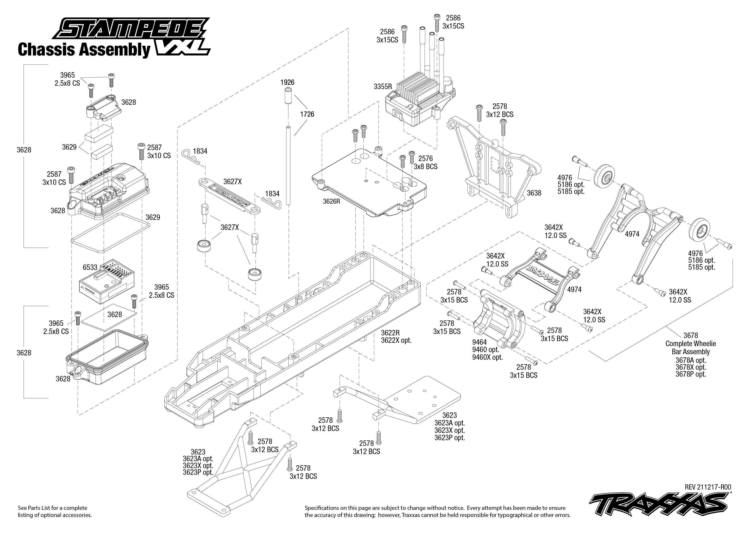 Exploded view: Stampede 1:10 VXL RTR - Chassis | Astra