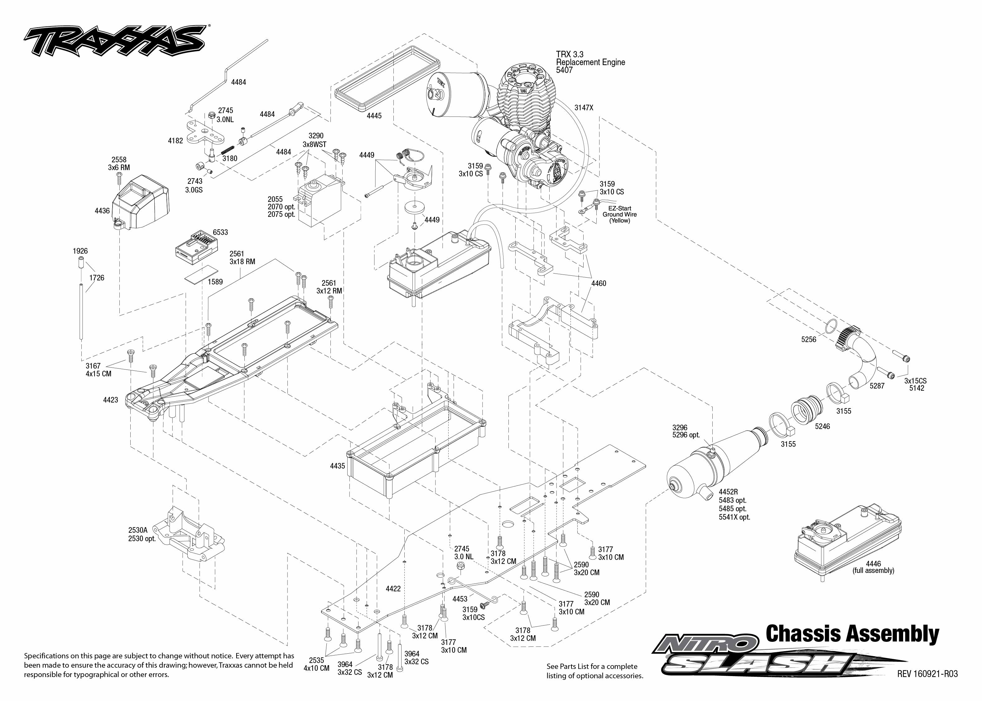 Exploded view: Traxxas Nitro Slash 1:10 TQi RTR TSM - Chassis | Astra