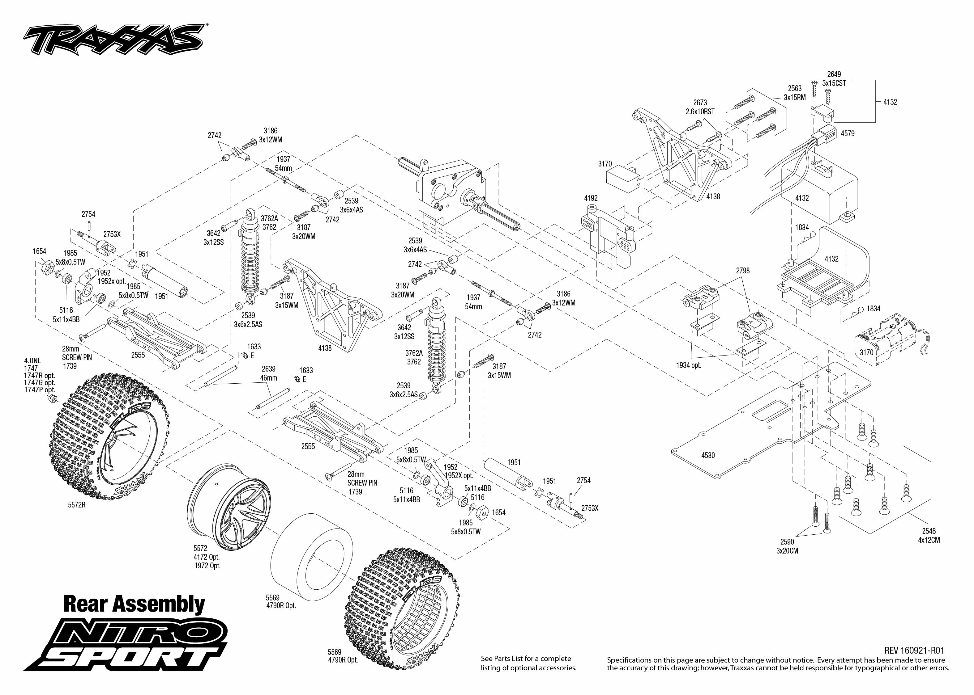 Exploded view: Traxxas Nitro Sport 1:10 TQ RTR - Rear part | Astra