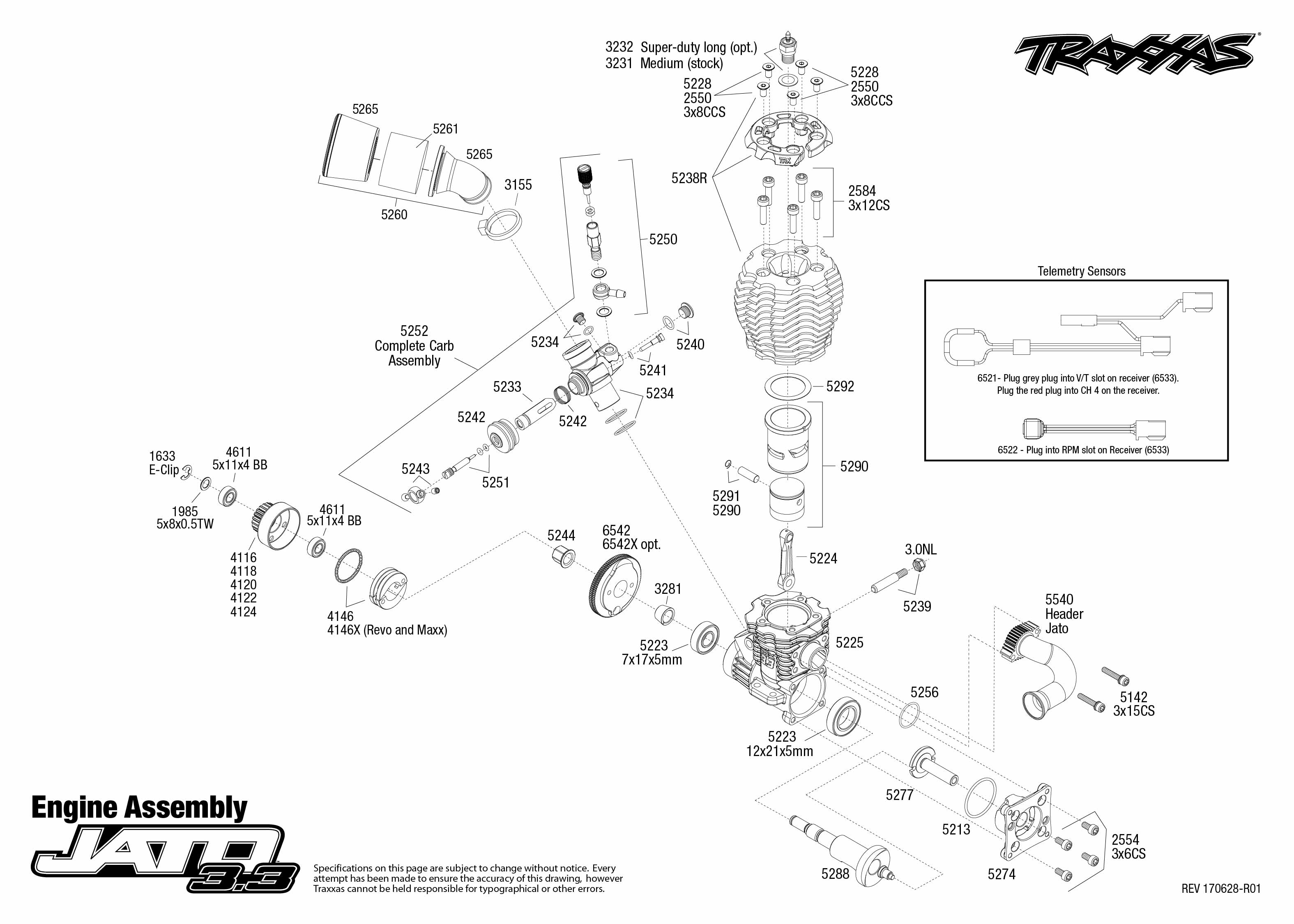 Exploded view: Traxxas Nitro Jato 1:10 TQi s BlueTooth TSM RTR - Engine ...