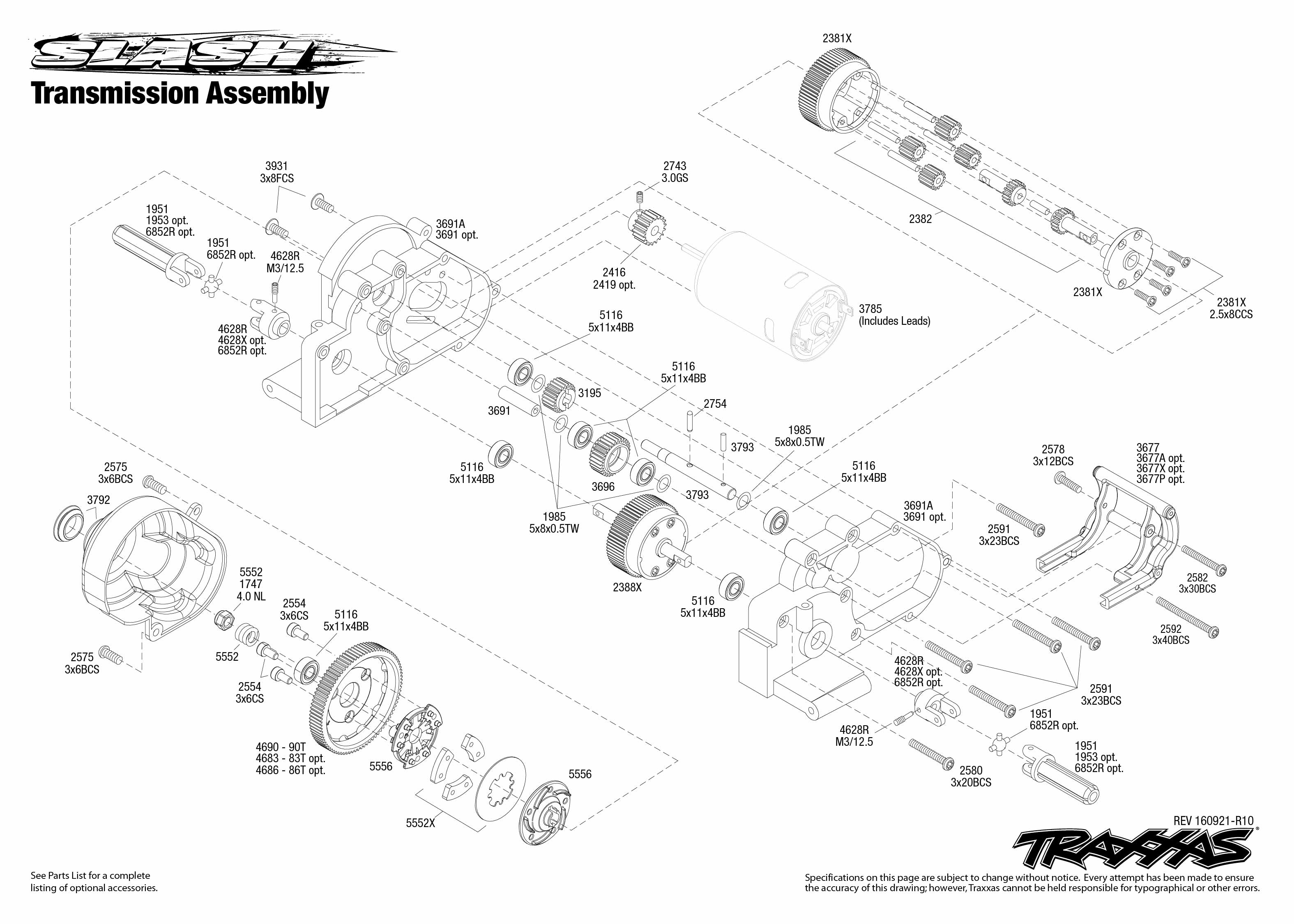 Explozivní výkres: Traxxas Slash 1:10 TQ RTR - Převodovka | Astra