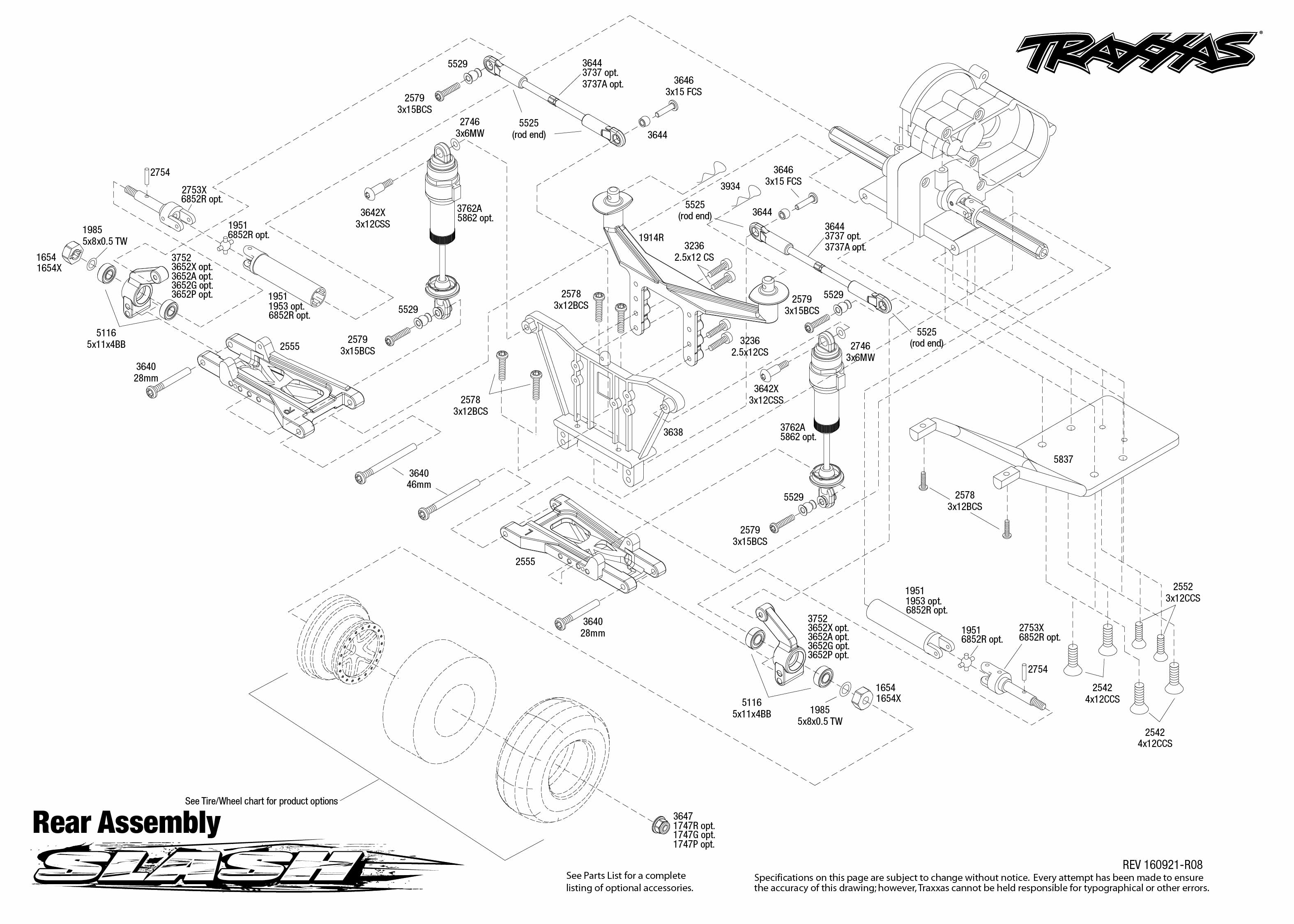 Exploded view: Traxxas Slash 1:10 TQ RTR - Rear part | Astra