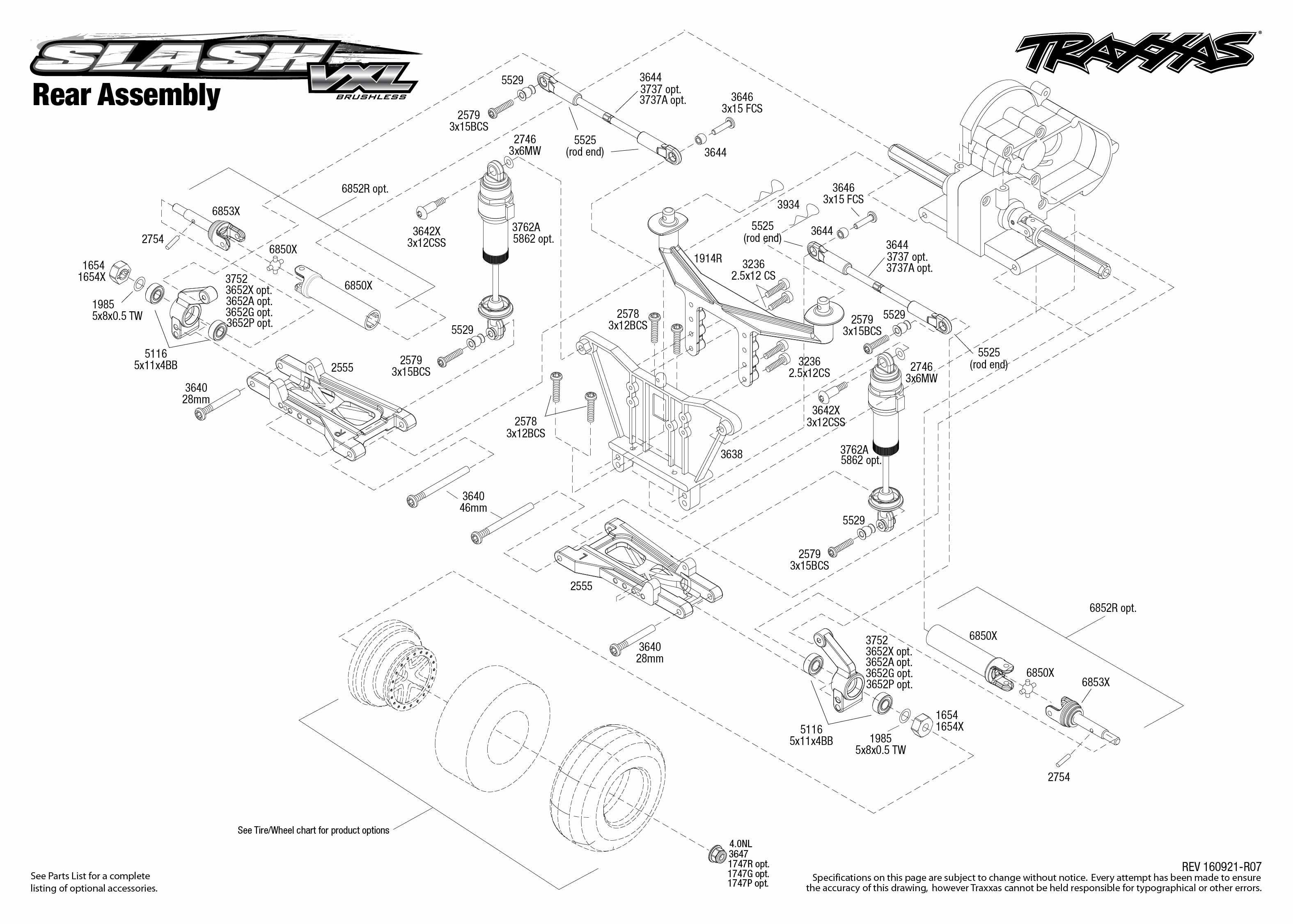Exploded view: Traxxas Slash 1:10 VXL Brushless TQi LCG OBA TSM R ...