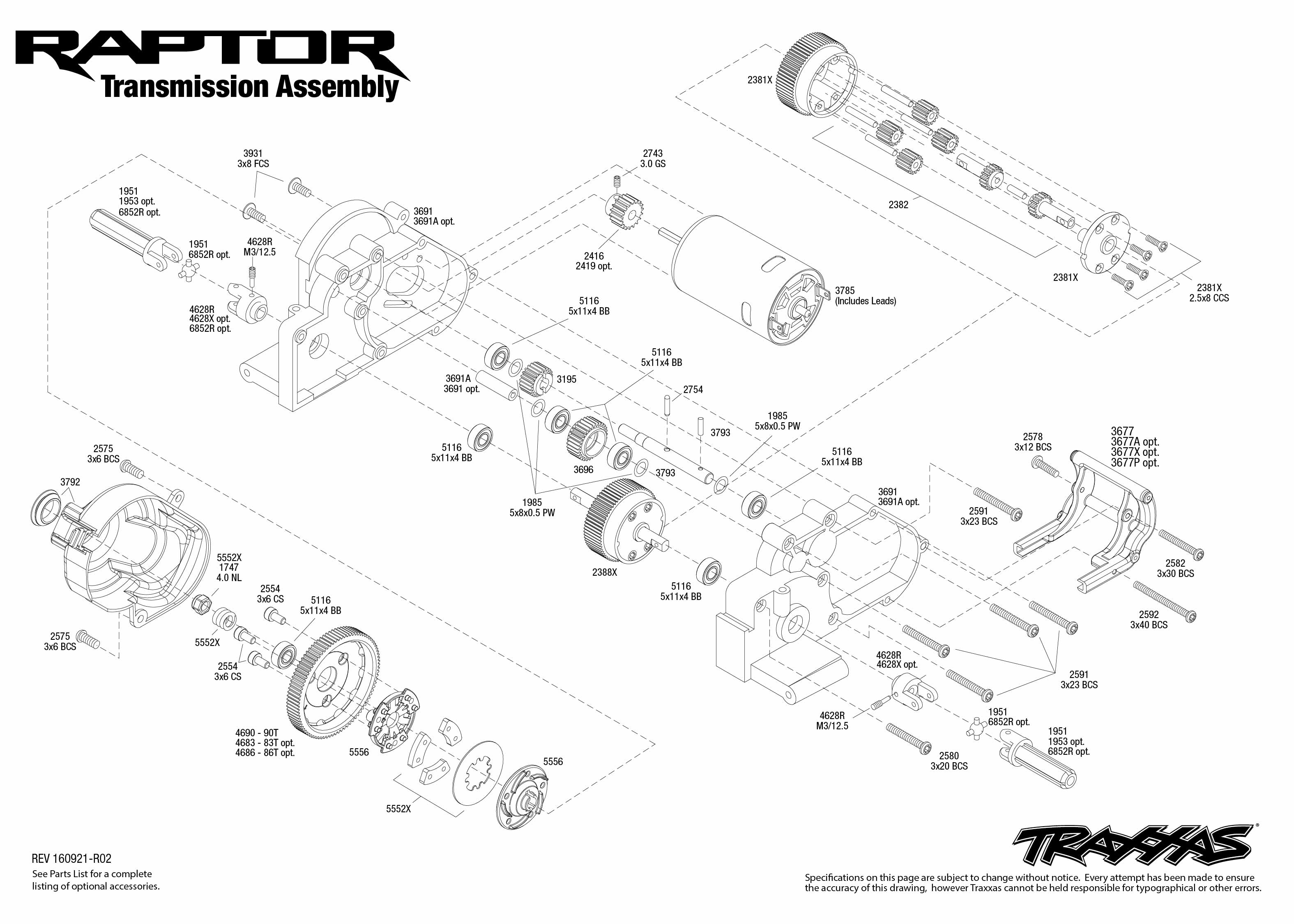 Exploded view: Traxxas Ford F-150 SVT Raptor 2017 1:10 TQ RTR ...