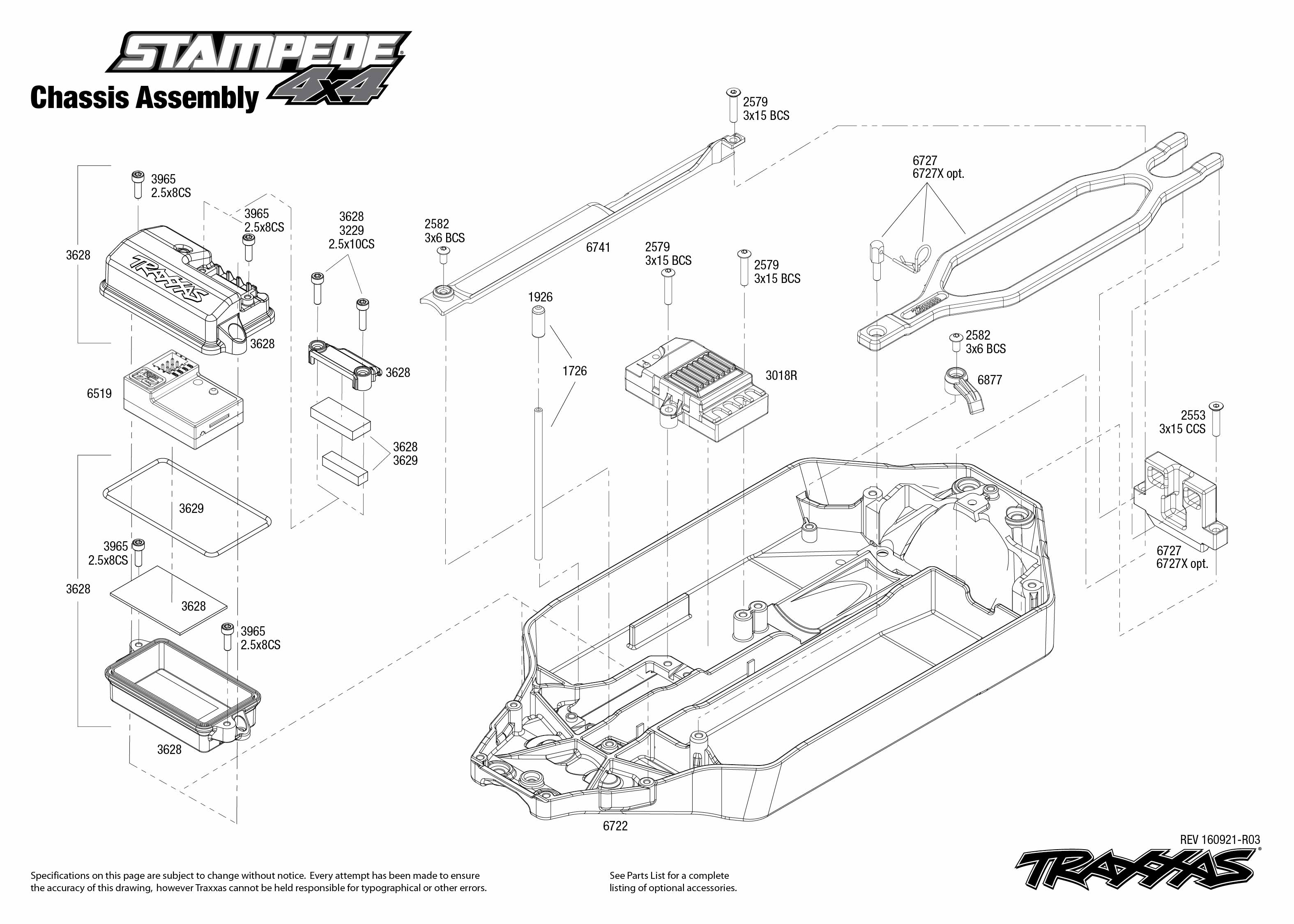 Exploded view: Traxxas Stampede 1:10 4WD TQ RTR - Chassis | Astra