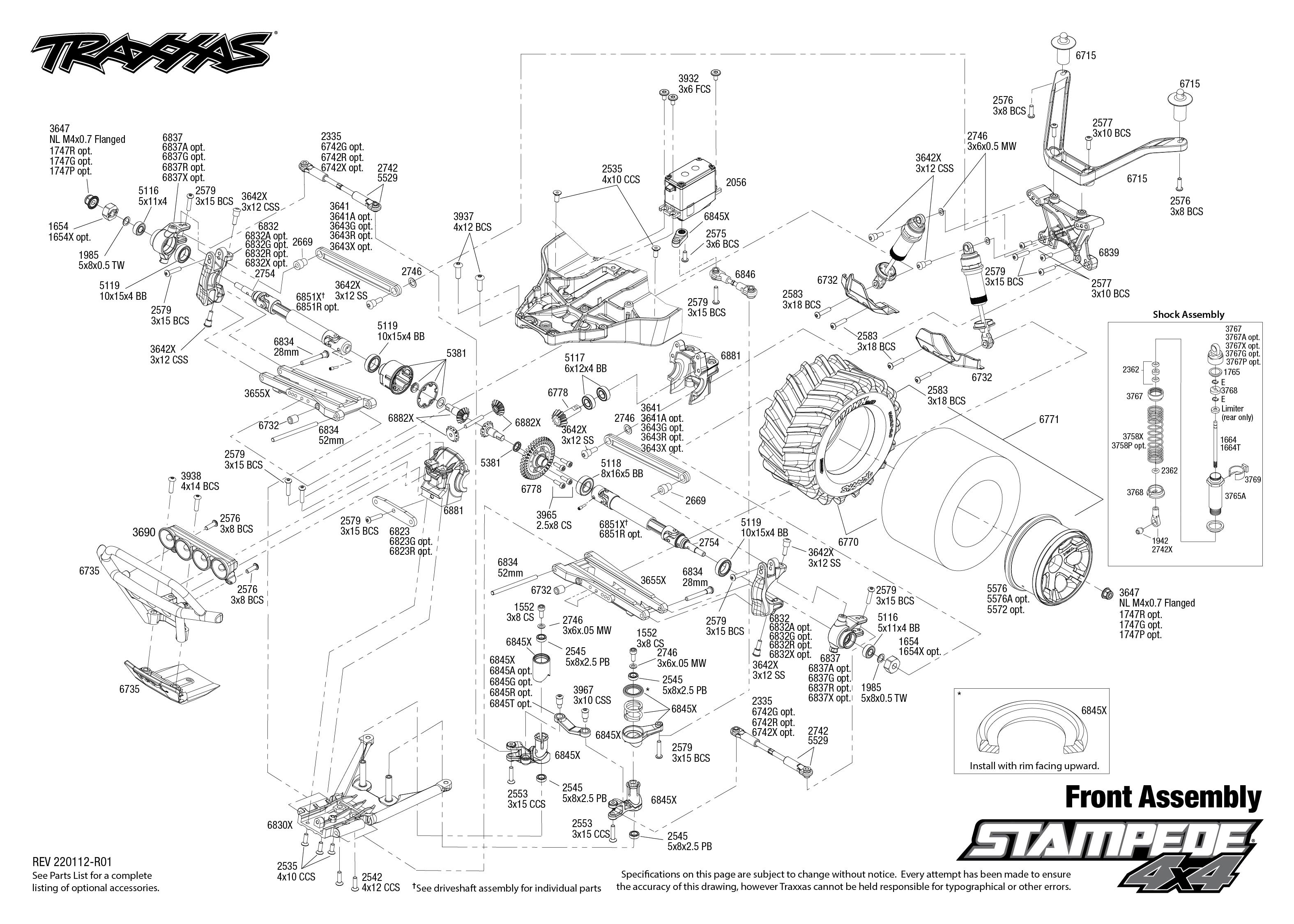 Exploded view: Traxxas Stampede 4WD 1:10 RTR s LED osvětlením - Front ...