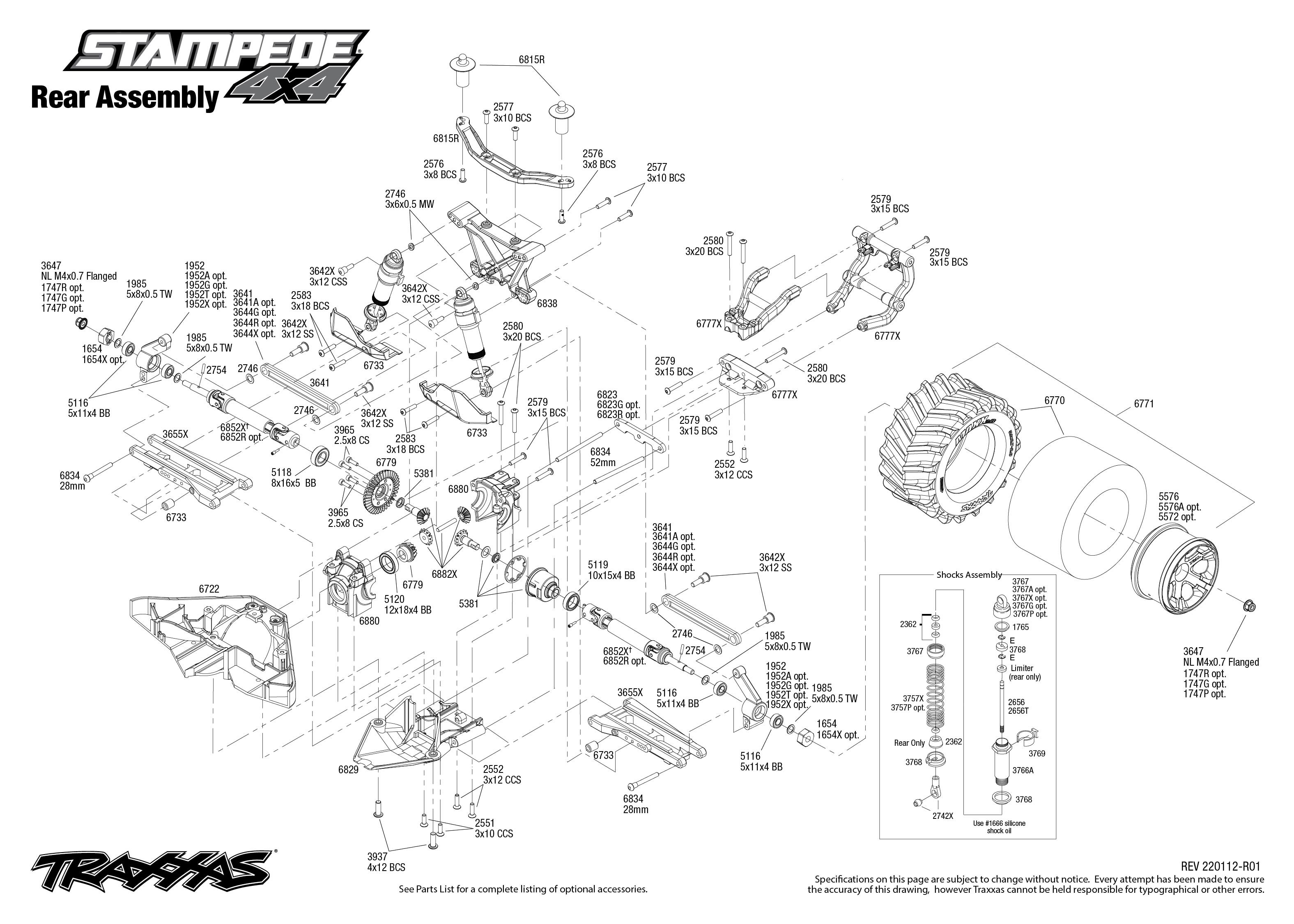 Exploded view: Traxxas Stampede 4WD 1:10 RTR s LED osvětlením - Rear ...