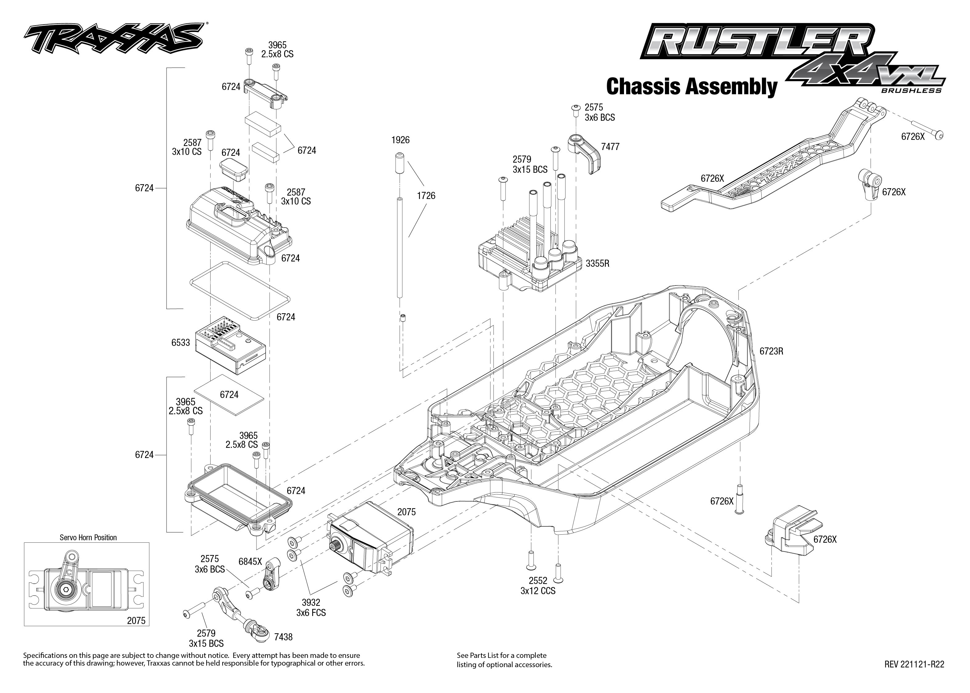 Exploded view: Rustler 1:10 VXL 4WD RTR - Chassis | Astra