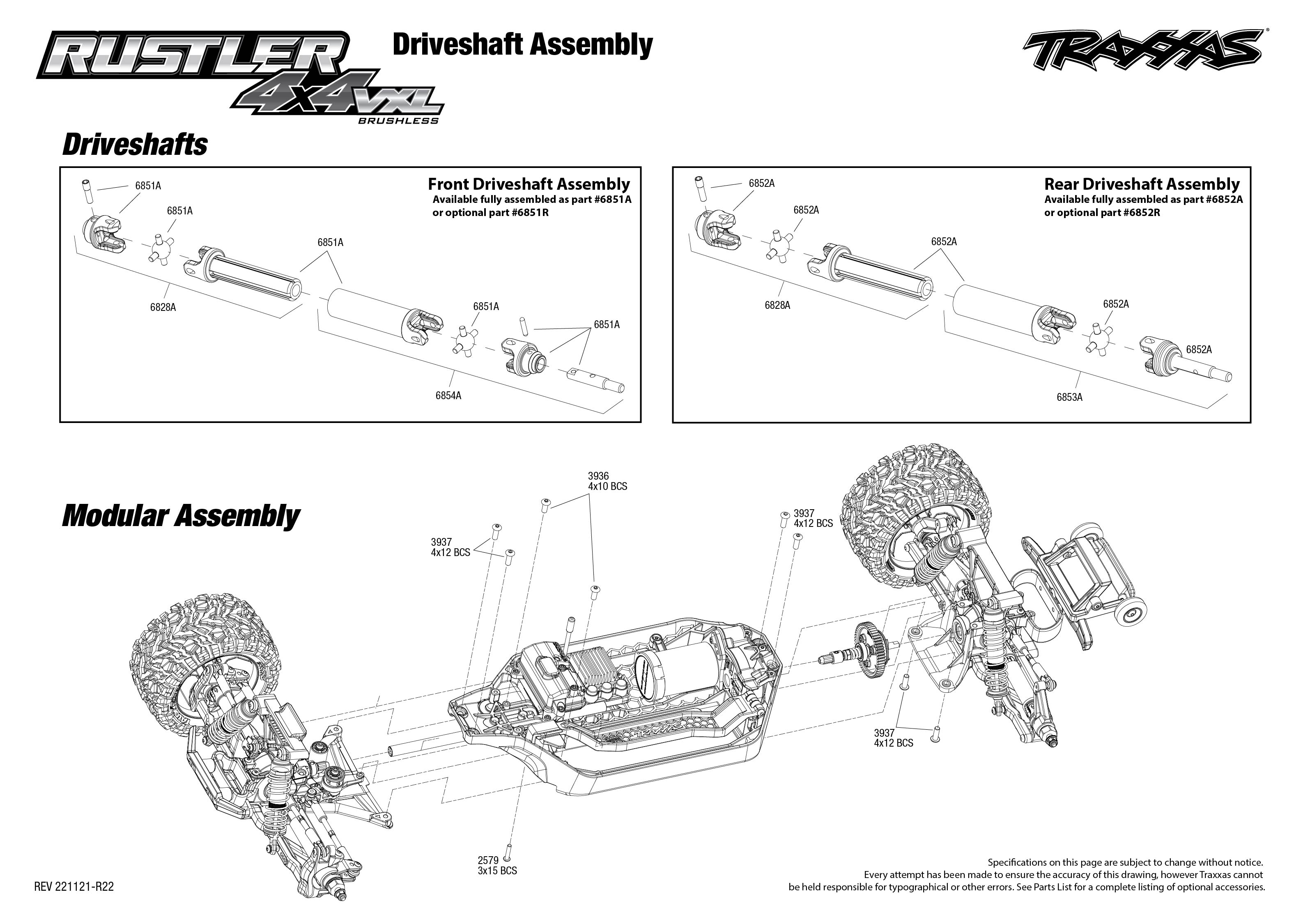 Exploded view: Rustler 1:10 VXL 4WD RTR - Driveshaft | Astra