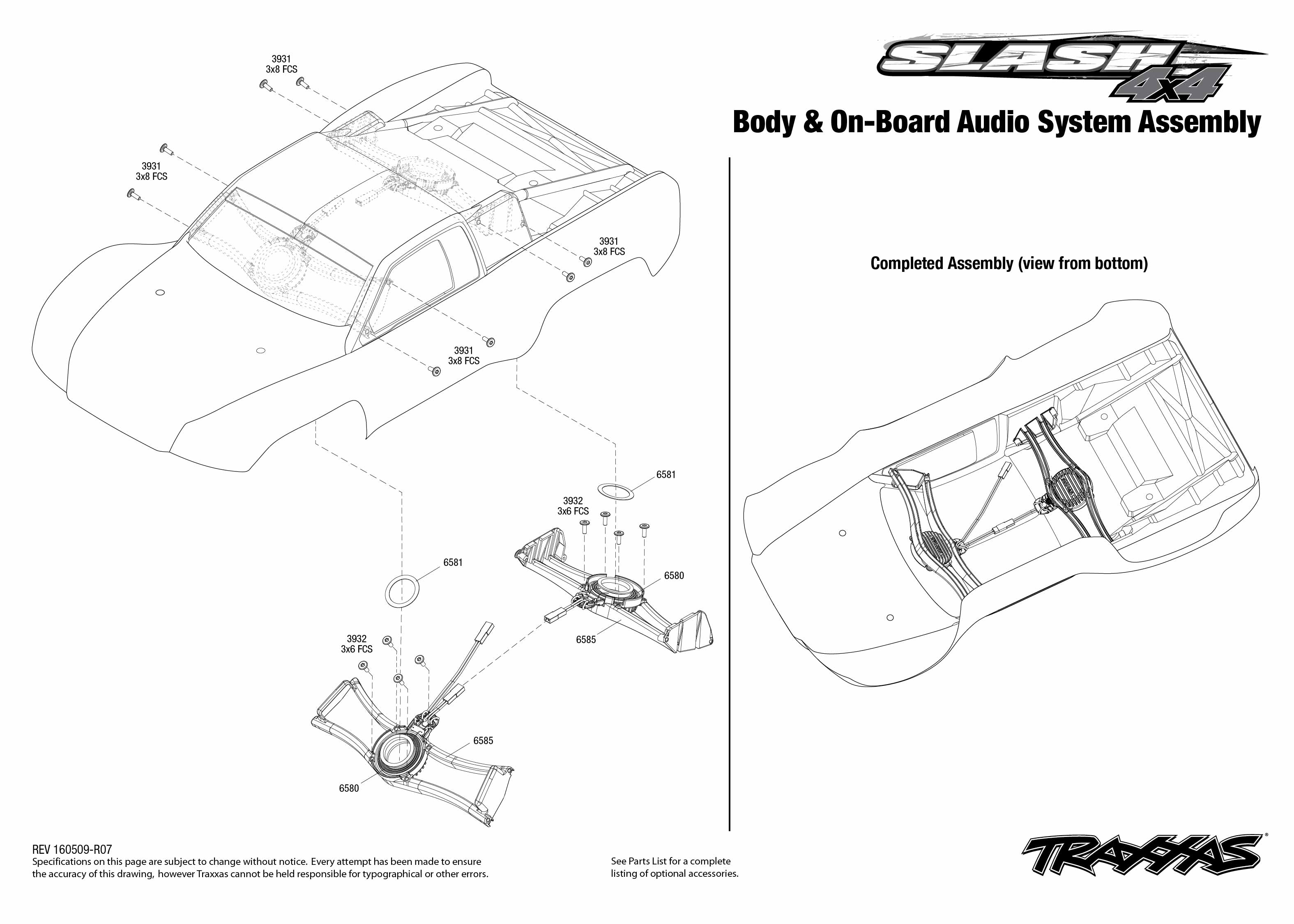 Exploded view: Traxxas Slash 1:10 4WD VXL TQi BlueTooth Ready OBA ...