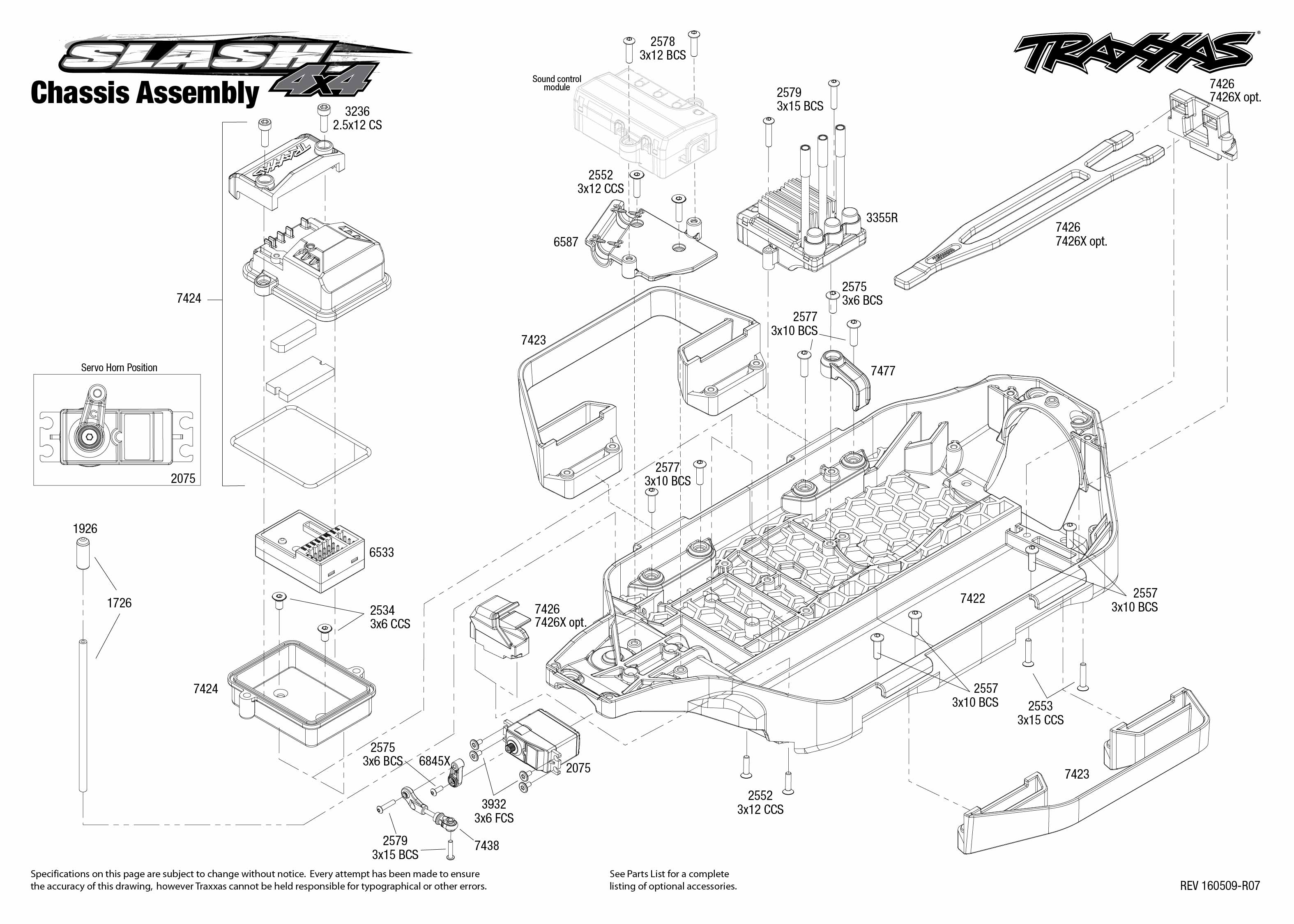 Exploded view: Traxxas Slash 1:10 4WD VXL TQi BlueTooth Ready OBA ...