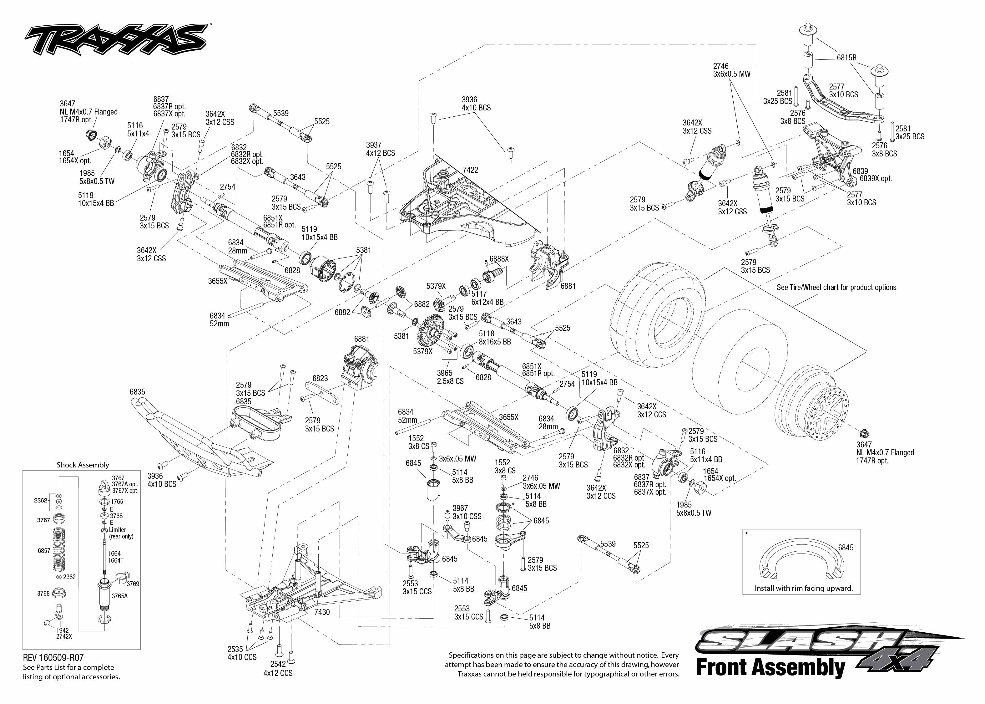 Exploded view: Traxxas Slash 1:10 4WD VXL TQi BlueTooth Ready OBA ...