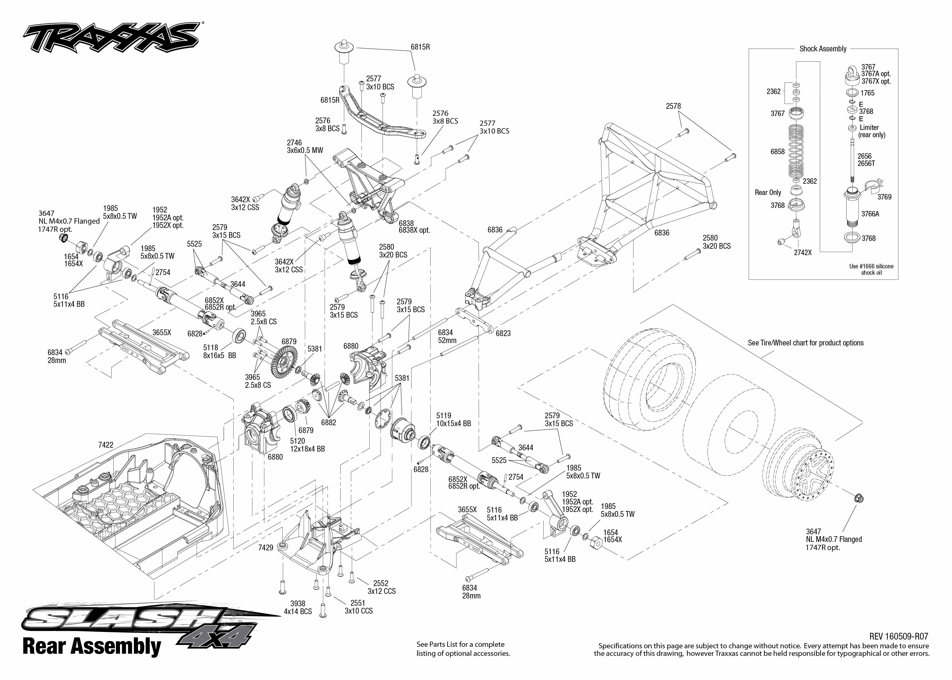 Exploded view: Traxxas Slash 1:10 4WD VXL TQi BlueTooth Ready OBA ...