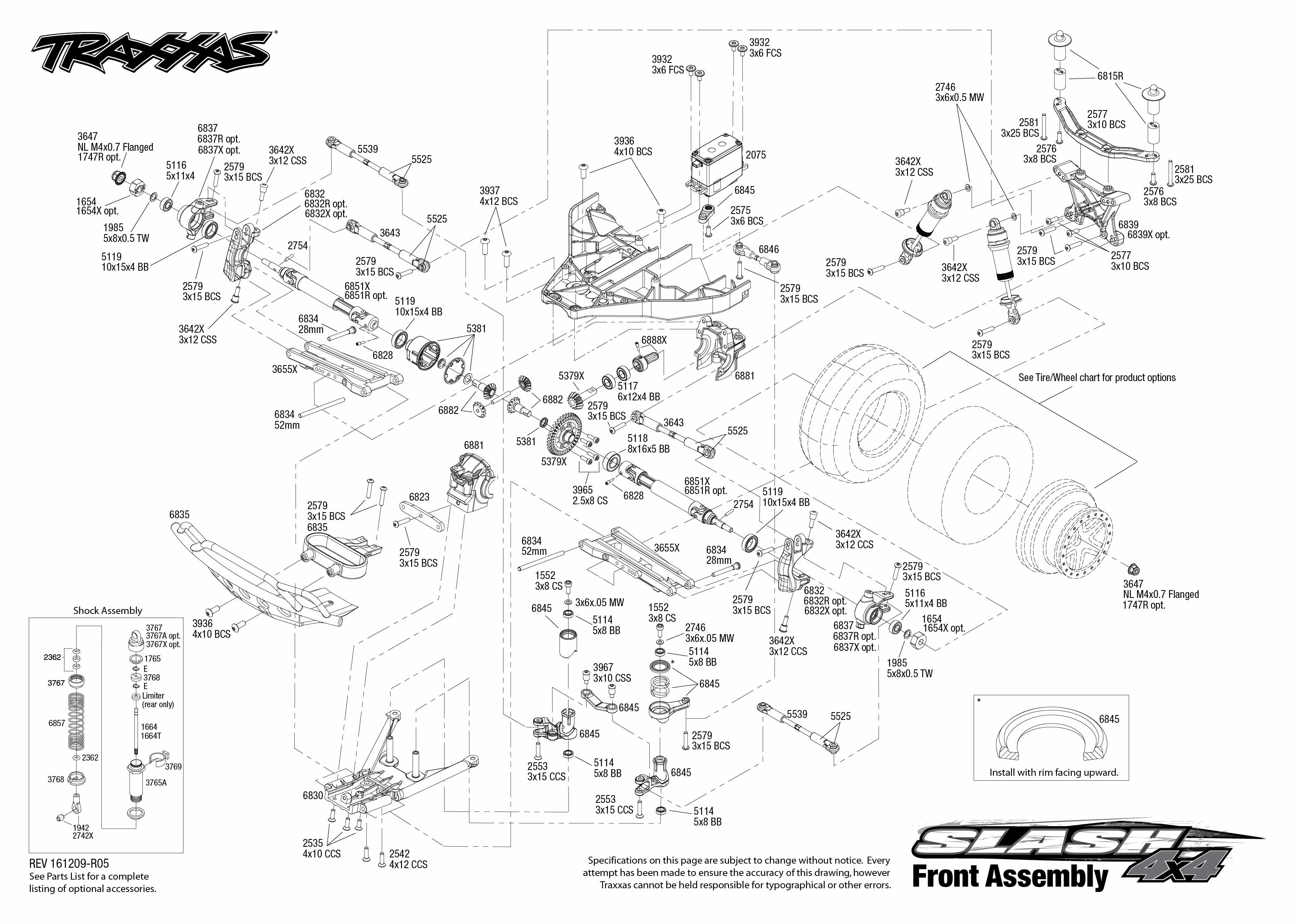Exploded view: Traxxas Slash 1:10 4WD VXL TQi BlueTooth Ready TSM ...