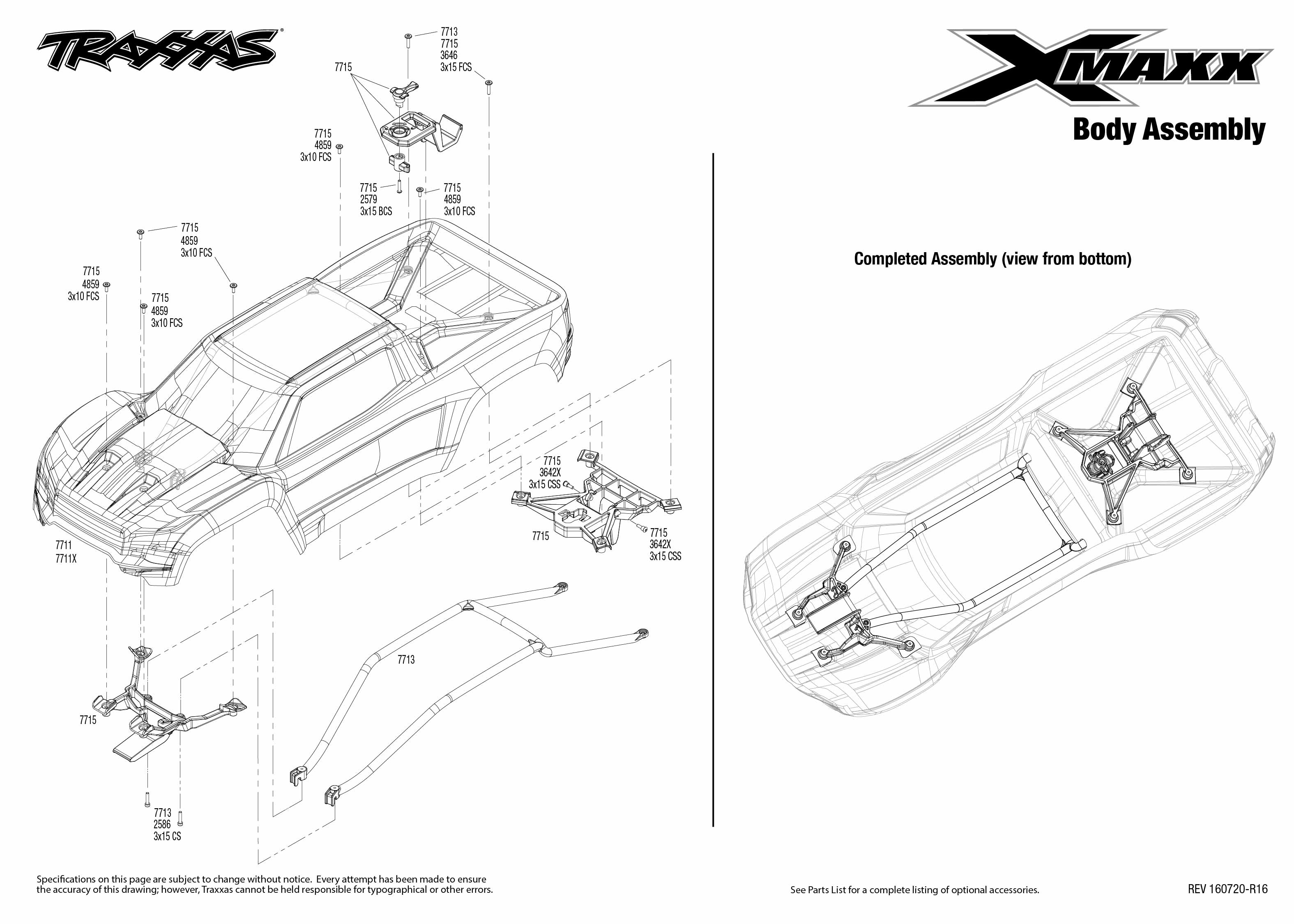 Exploded view: Traxxas X-Maxx 1:5 4WD TQi Brushless TSM RTR - Body | Astra