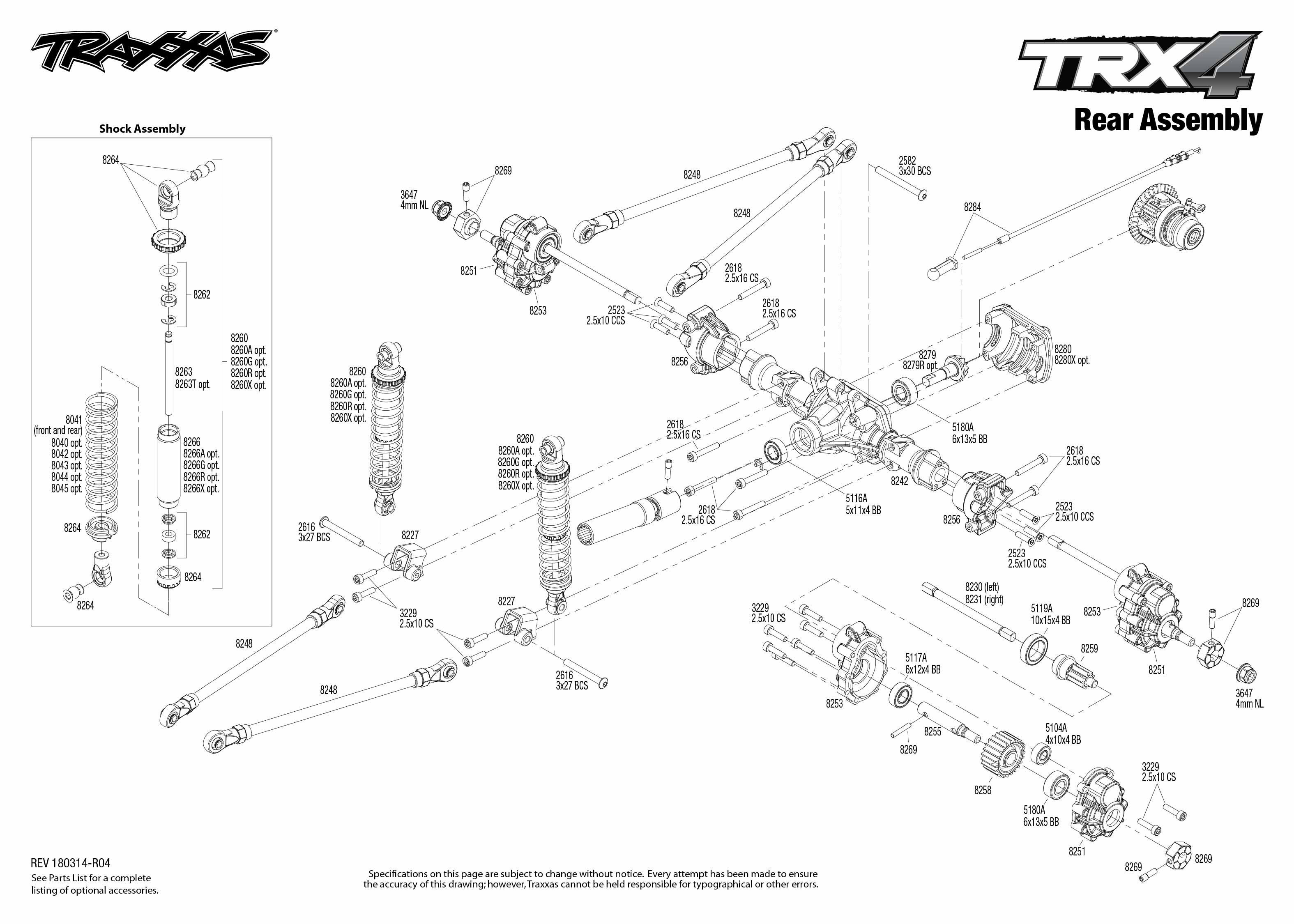 Explozivní výkres: Traxxas TRX-4 1:10 TQi Kit bez karoserie - Zadní ...