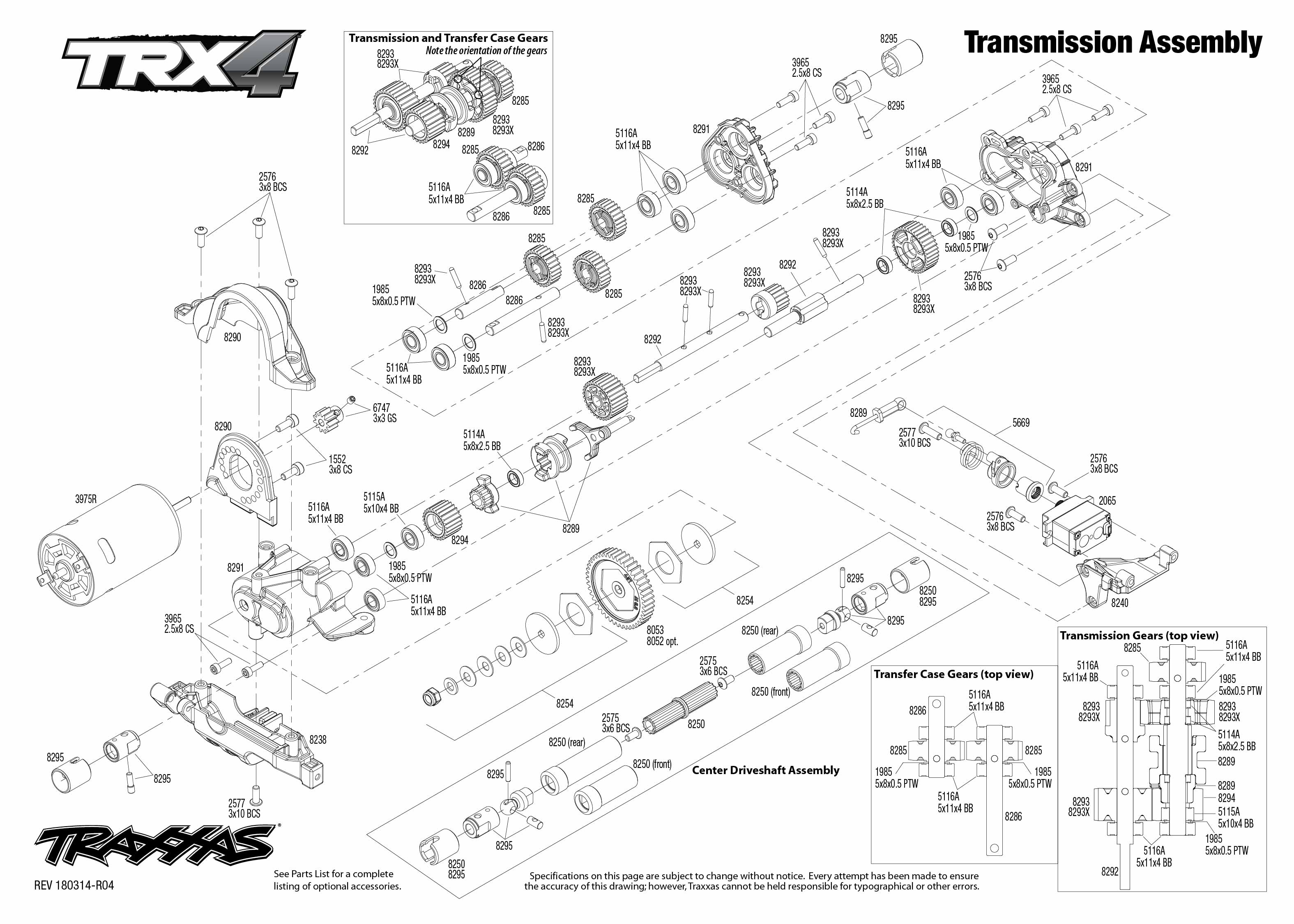 Exploded view: Traxxas TRX-4 1:10 TQi Kit bez karoserie - Transmission ...