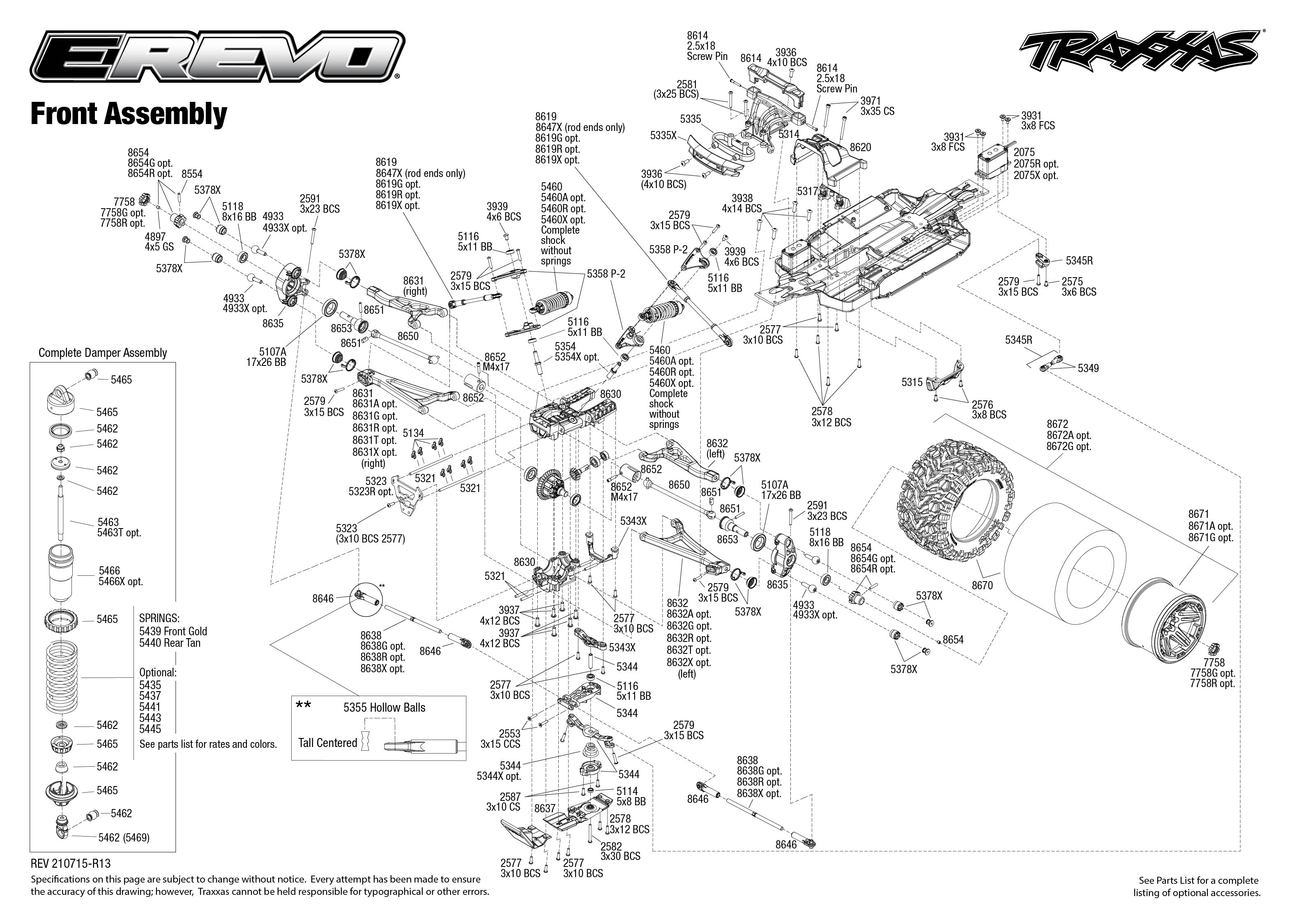 Exploded view: E-Revo 1:8 VXL 4WD RTR - Front part | Astra