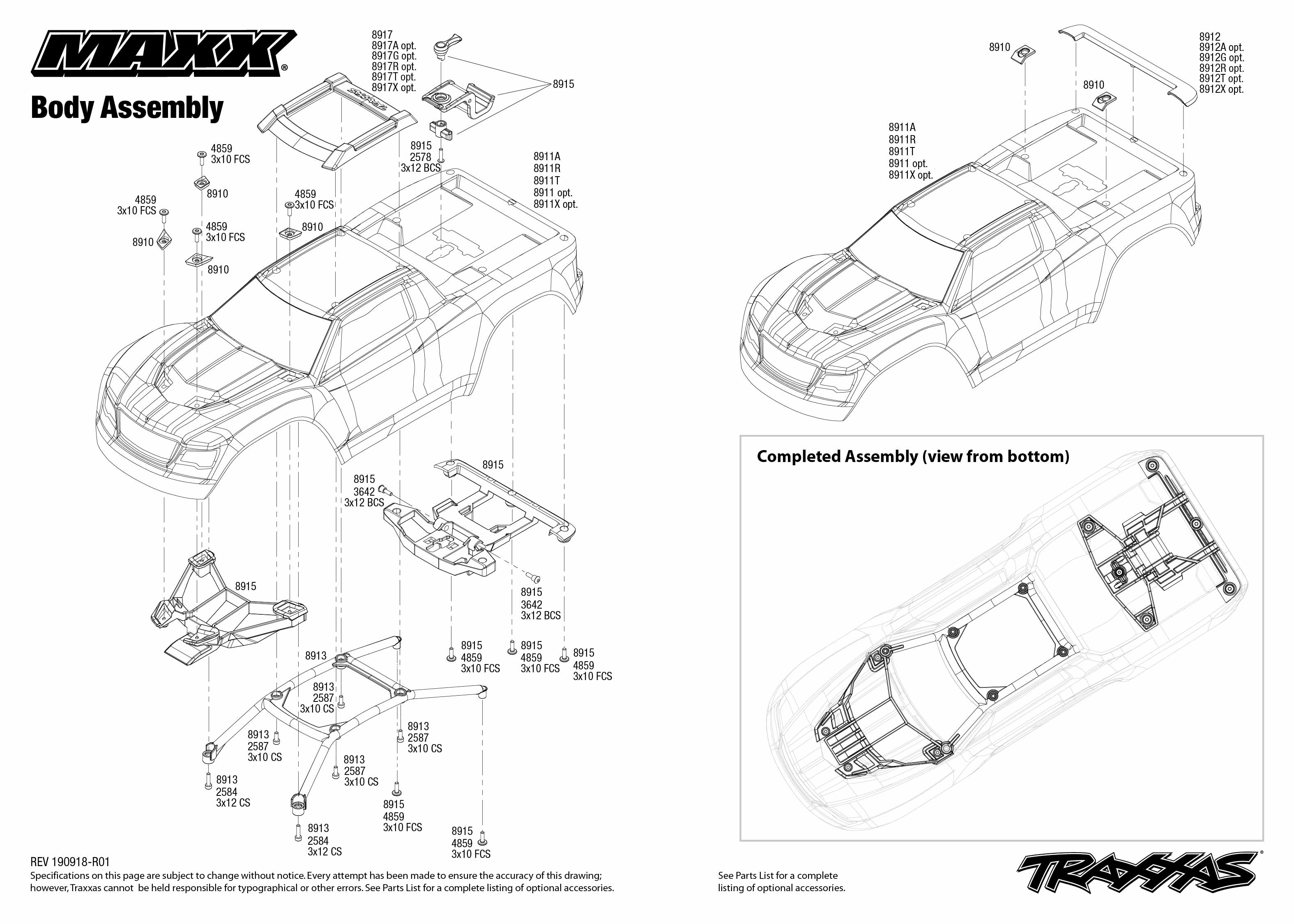 Exploded view: Traxxas Maxx 1:8 4WD TQi RTR - Body | Astra