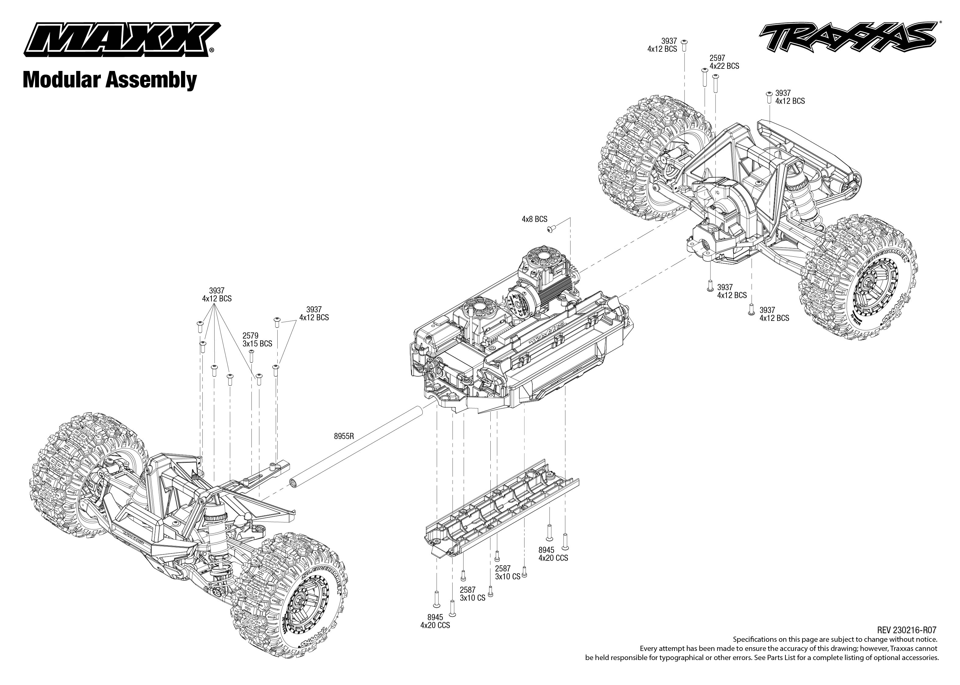 Exploded view: Traxxas Maxx 1:8 4WD RTR - Modular assembly | Astra