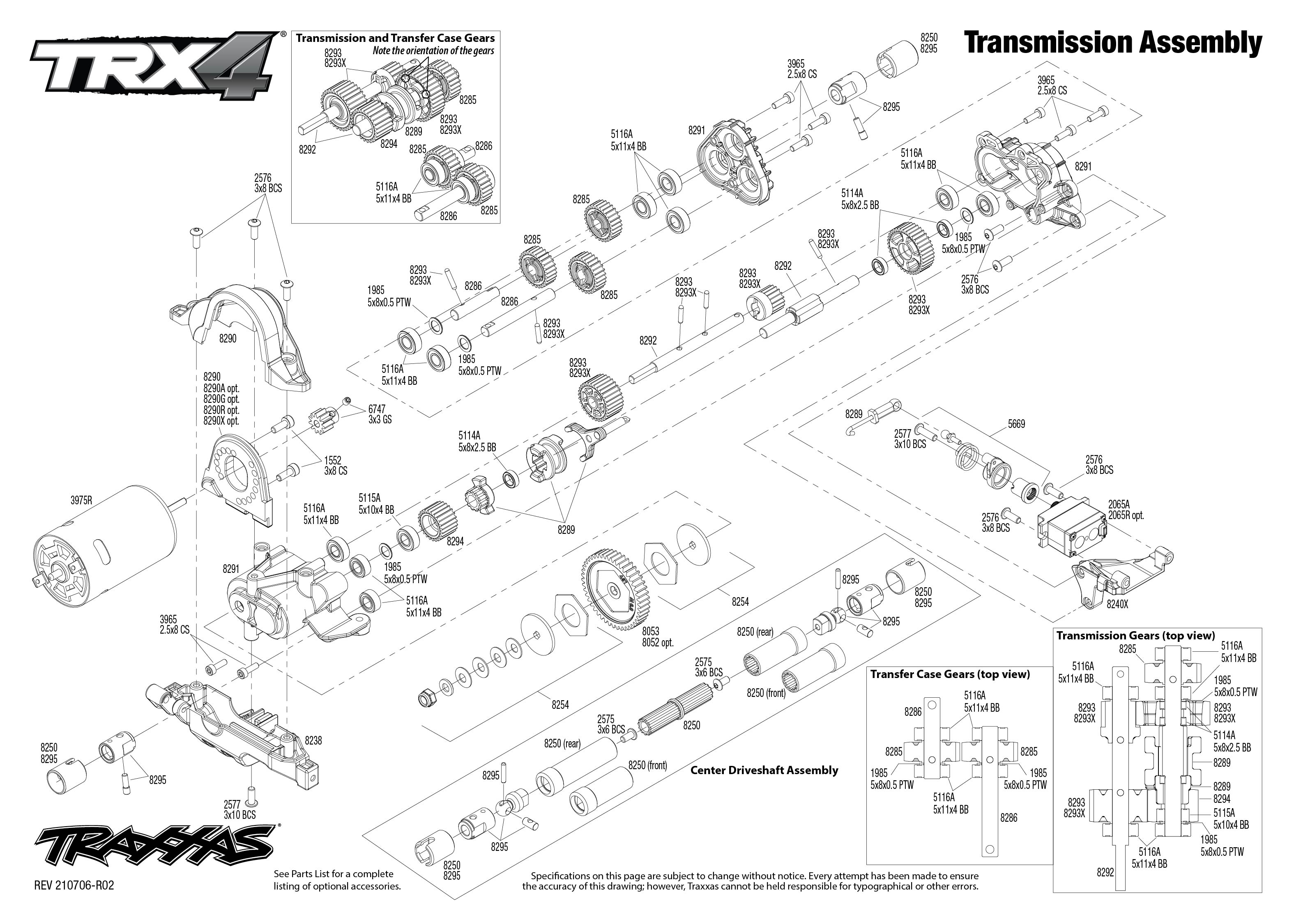 Exploded view: TRX-4 Ford Bronco 2021 TQi 1:10 RTR - Transmission | Astra