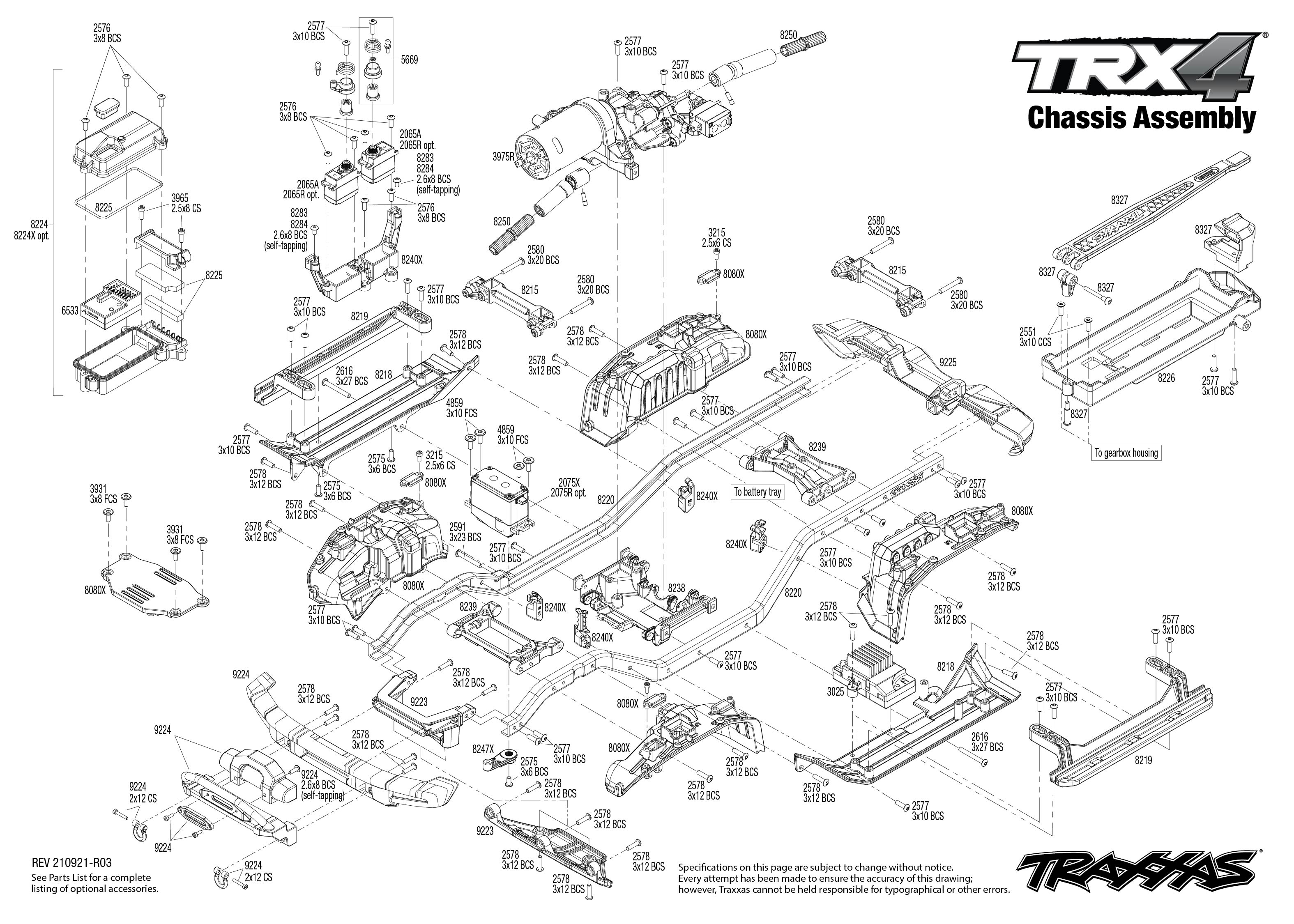 Exploded view: TRX-4 Ford Bronco 2021 1:10 RTR - Chassis | Astra