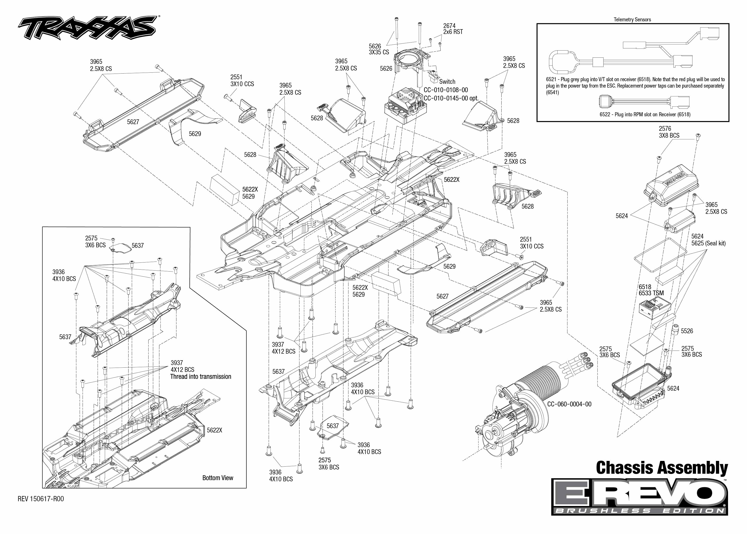 Exploded view: Traxxas E-Revo 1:10 Brushless - Chassis | Astra