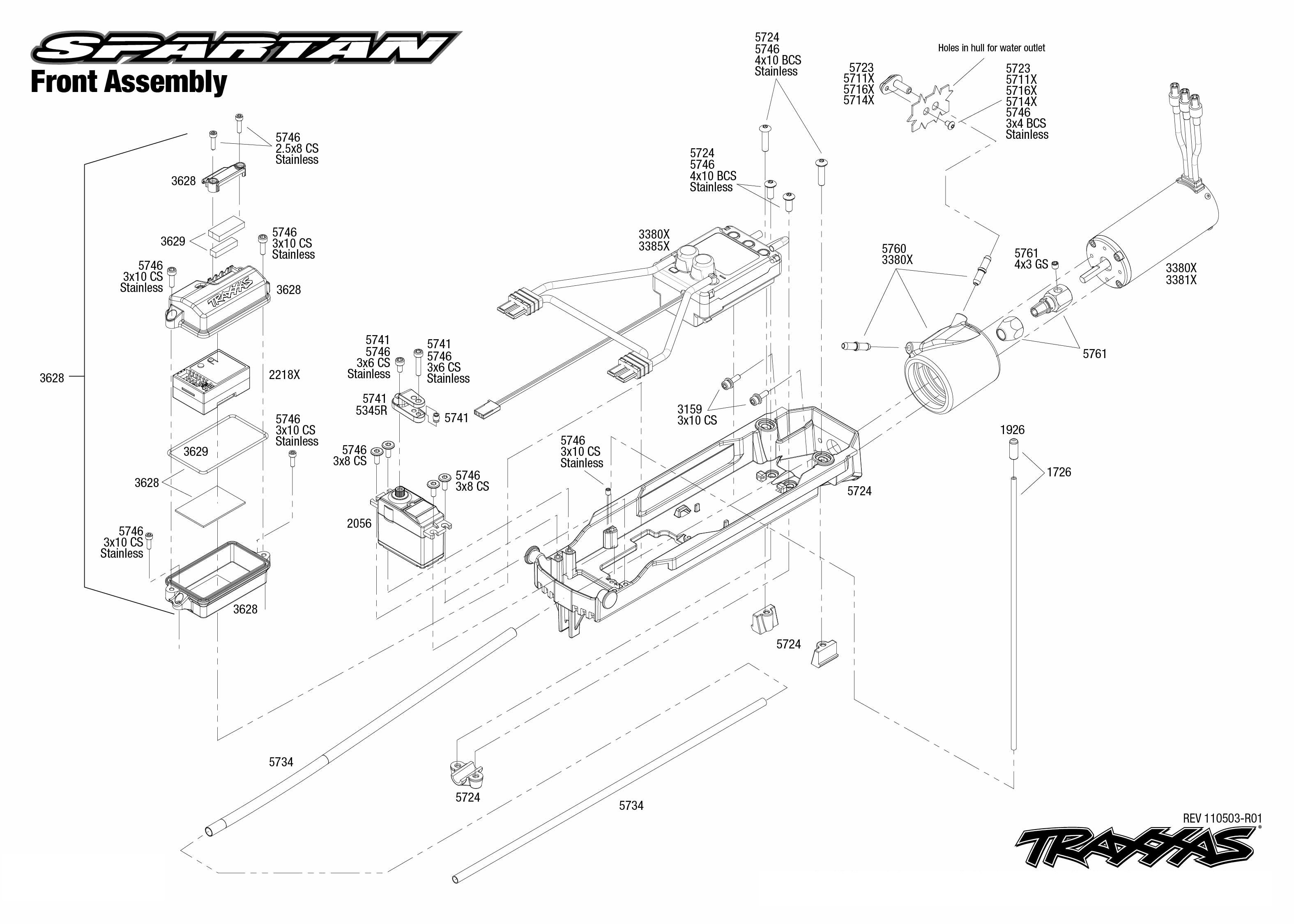 Exploded view: Traxxas Spartan Brushless - Driveshaft | Astra