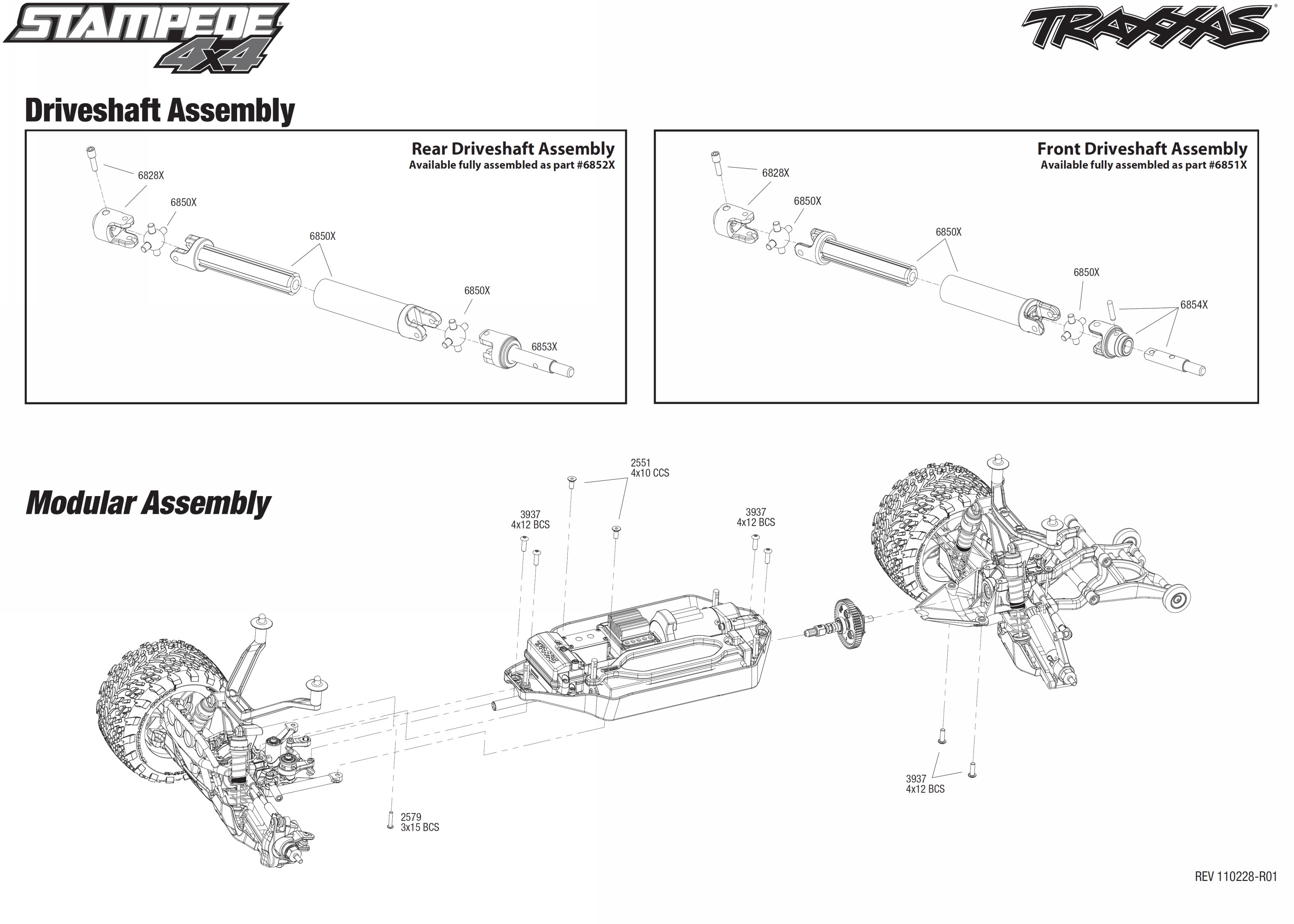 Exploded view: Traxxas Stampede VXL 1:10 - Driveshaft | Astra