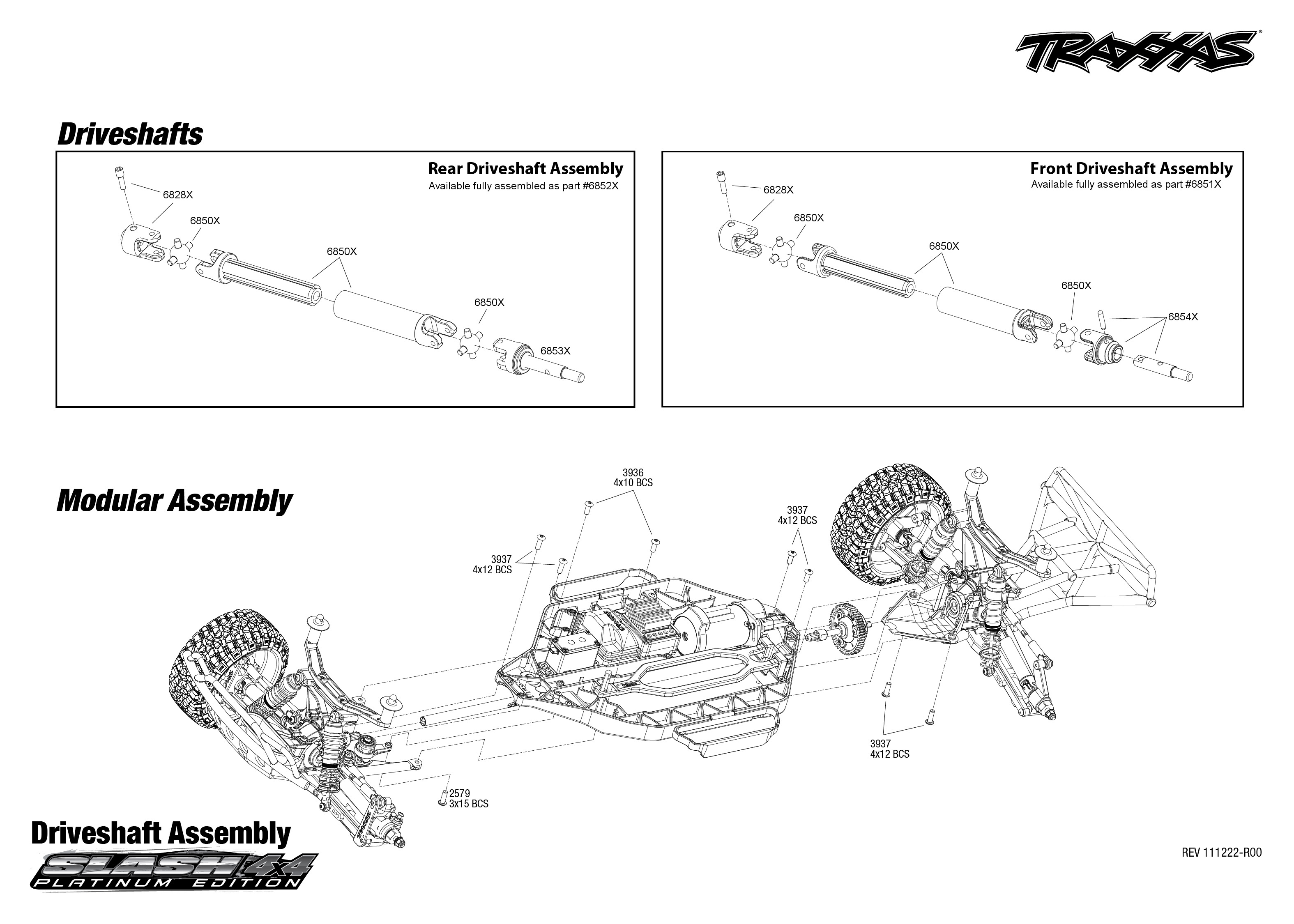 Exploded view: Traxxas Slash Platinum 4WD 1:10 - Driveshaft | Astra