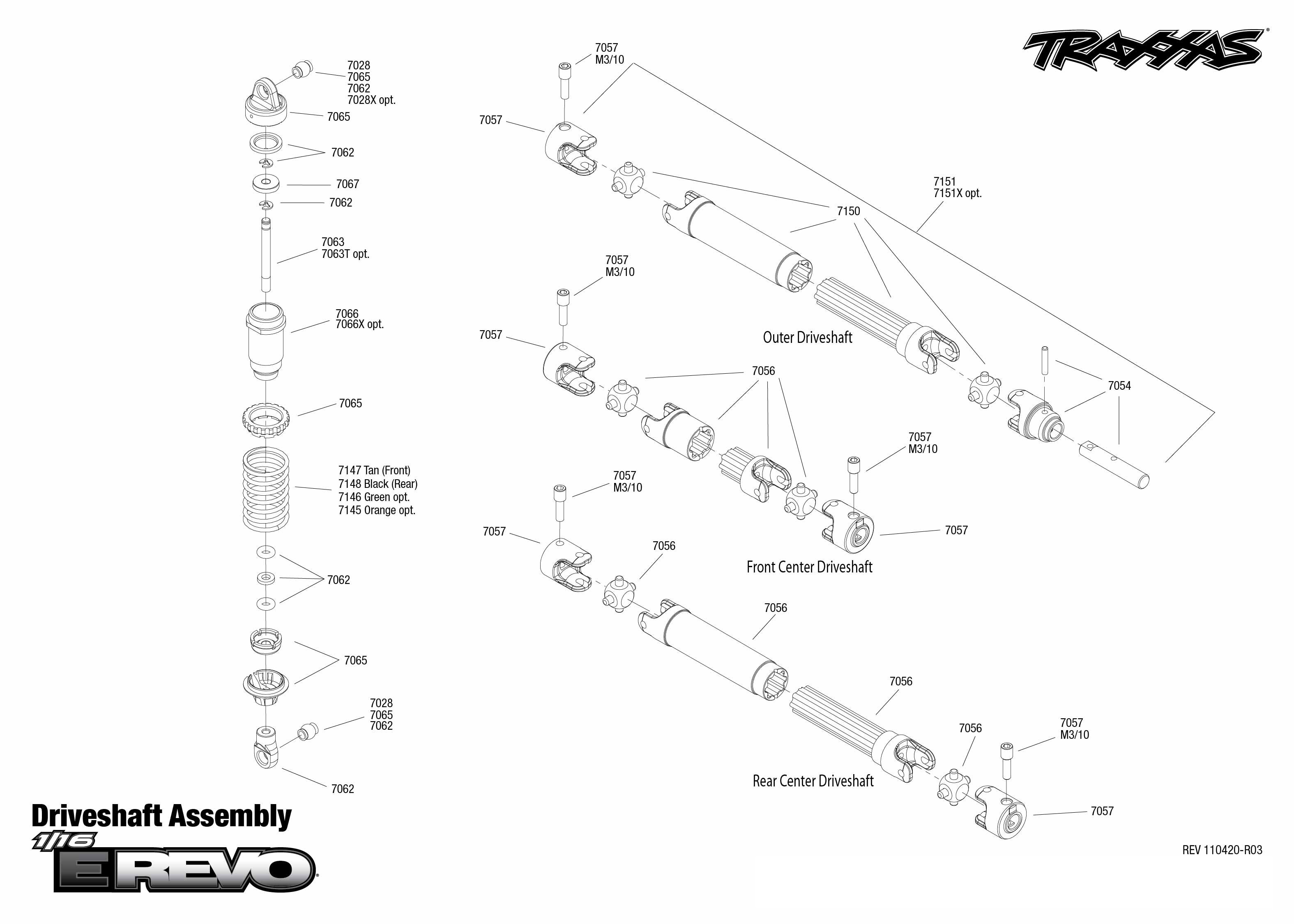 Exploded view: Traxxas E-Revo 1:16 - Driveshaft | Astra