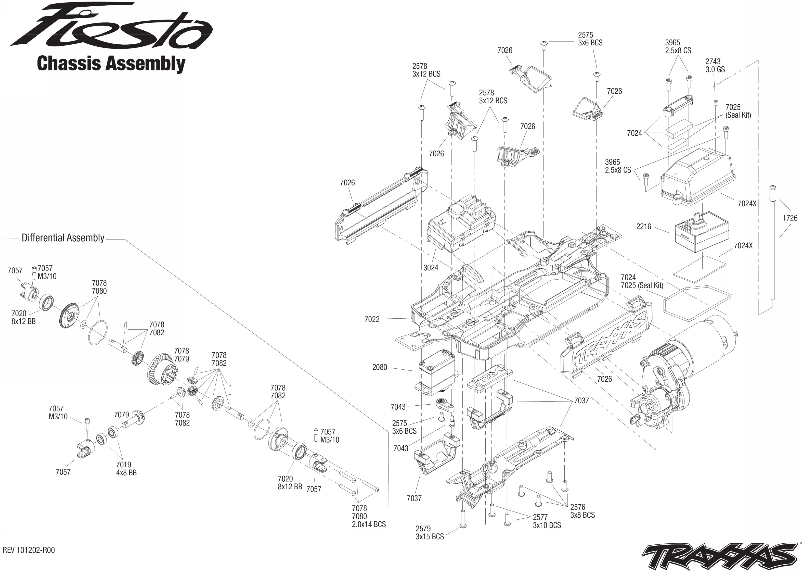 Exploded view: Traxxas Ford Fiesta 1:16 - Chassis | Astra