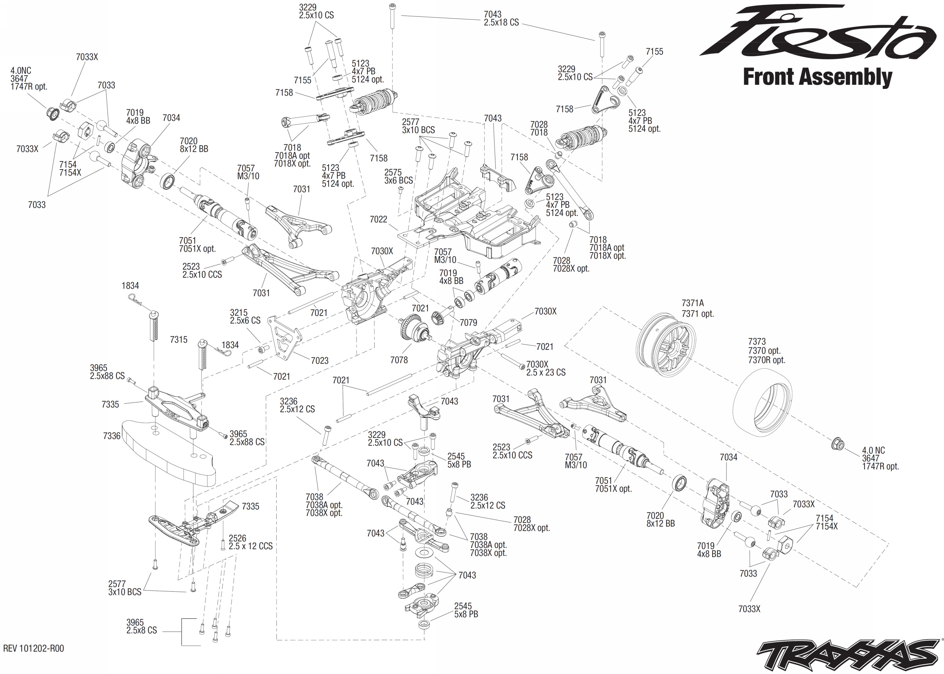 Exploded view: Traxxas Ford Fiesta 1:16 - Front part | Astra