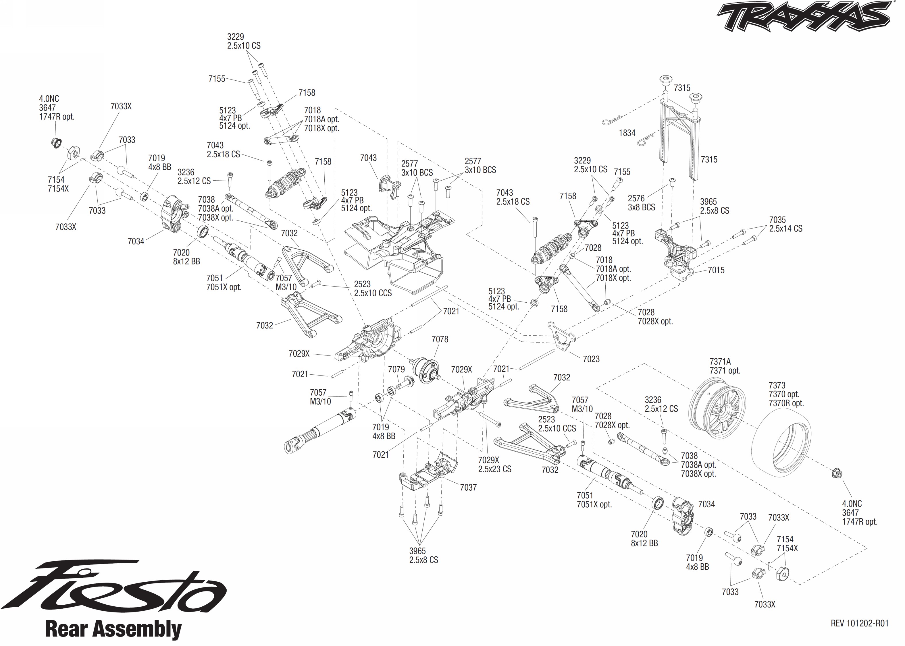 Exploded view: Traxxas Ford Fiesta 1:16 - Rear part | Astra