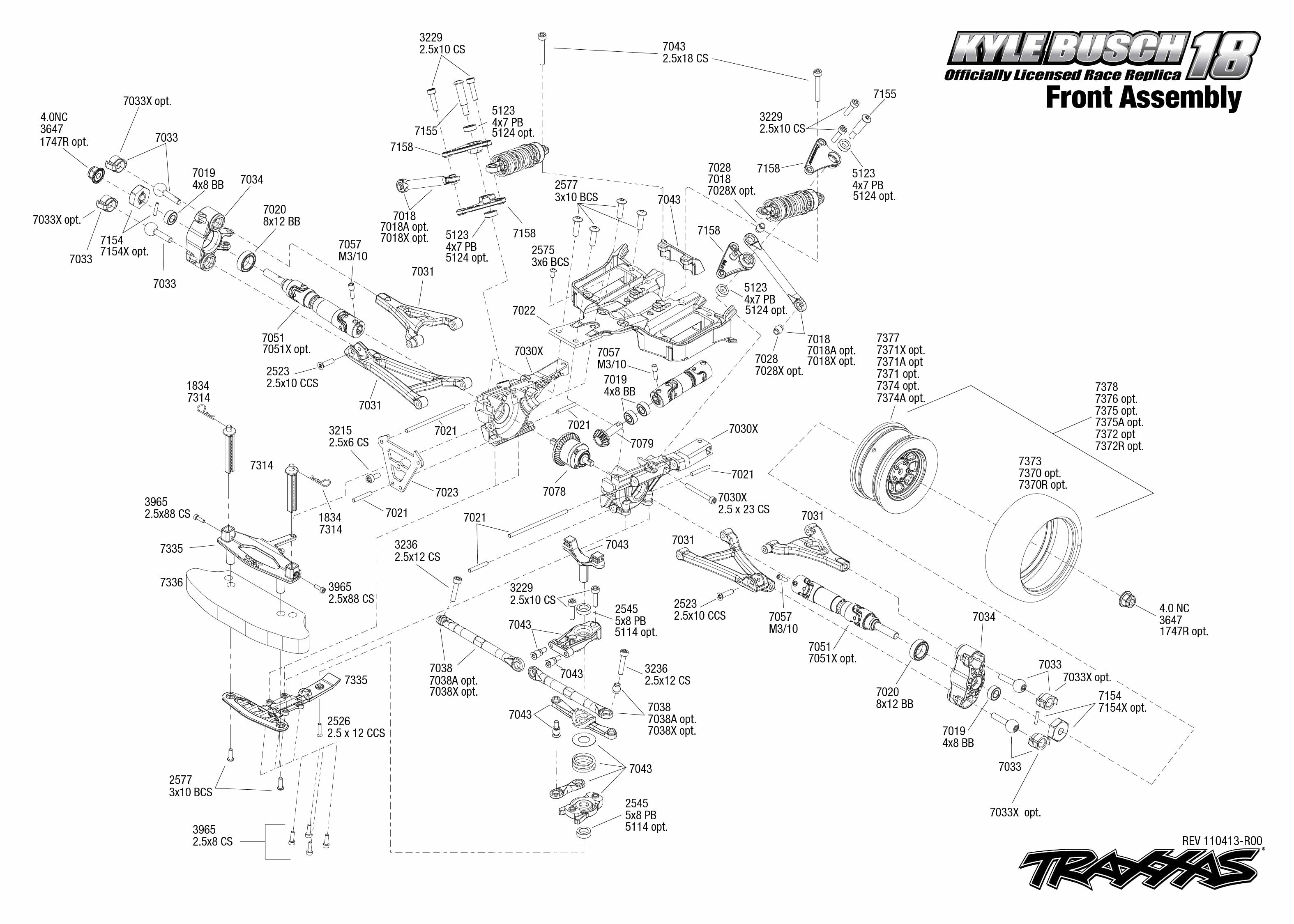 Exploded view: Traxxas Toyota Tundra 1:16 VXL - Front part | Astra