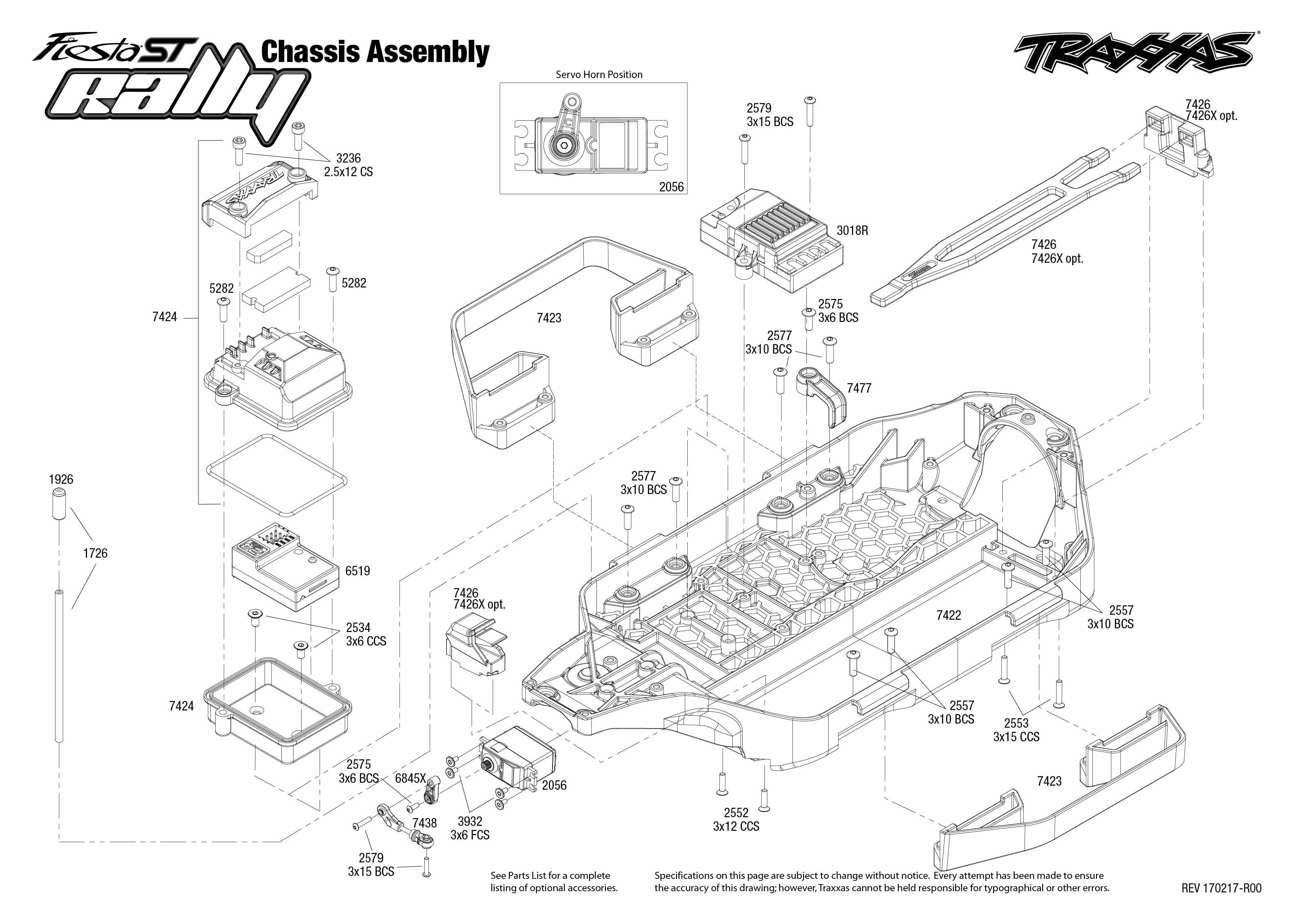 Exploded view: Traxxas Ford Fiesta ST Rally 1:10 - Chassis | Astra