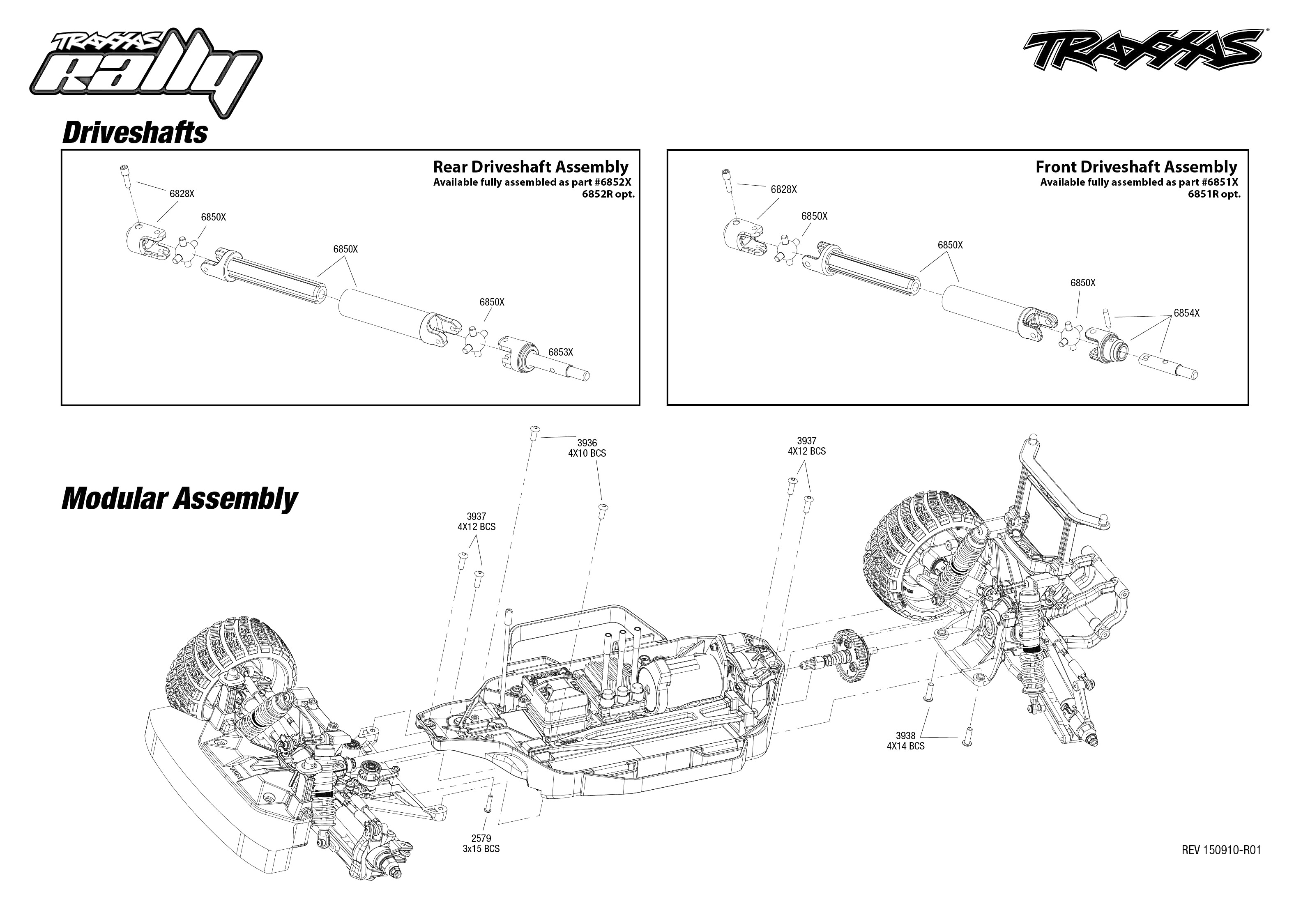 Exploded view: Traxxas Rally 1:10 VXL - Driveshaft | Astra