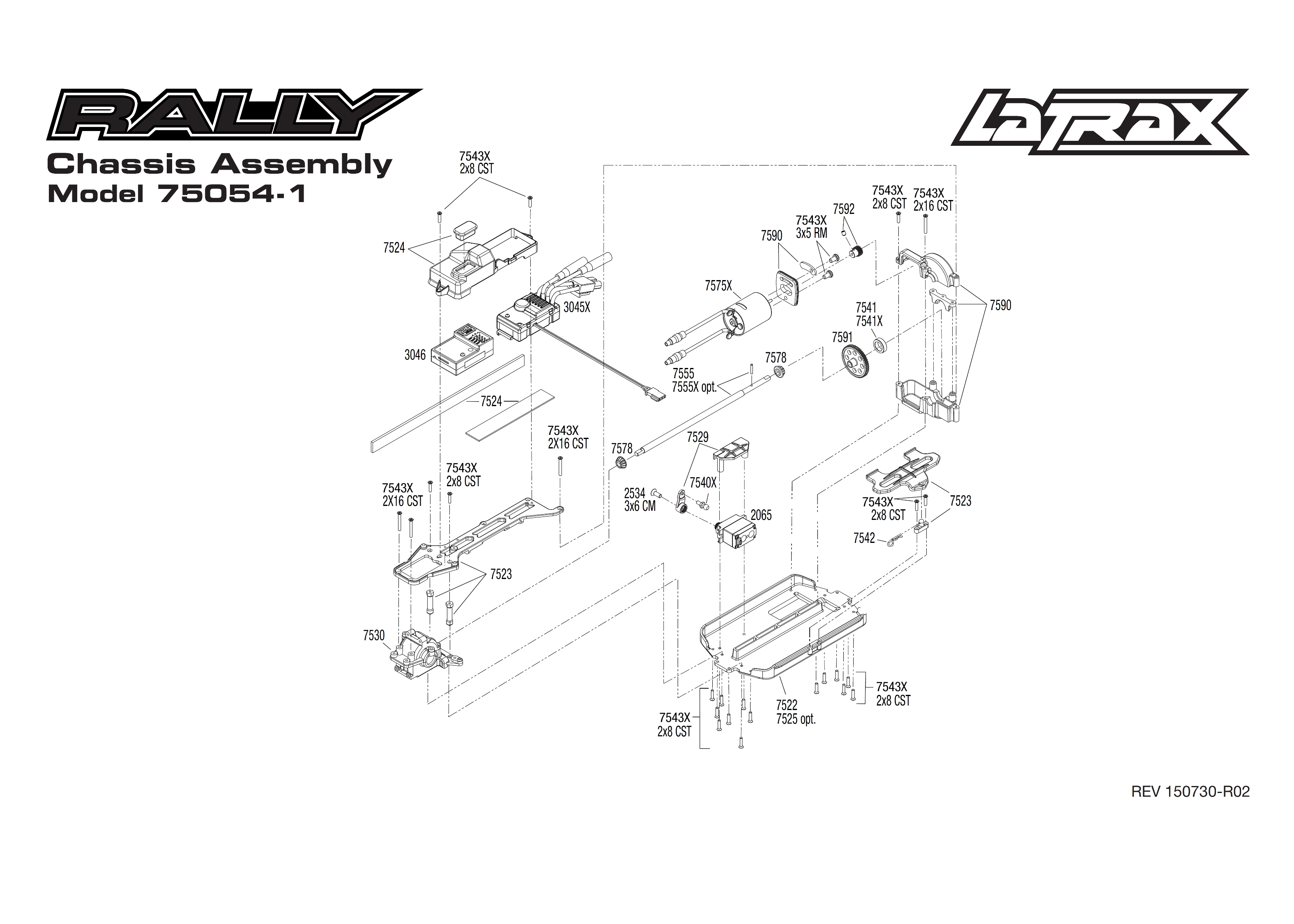 Exploded view: Traxxas LaTrax Rally 1:18 - Chassis | Astra